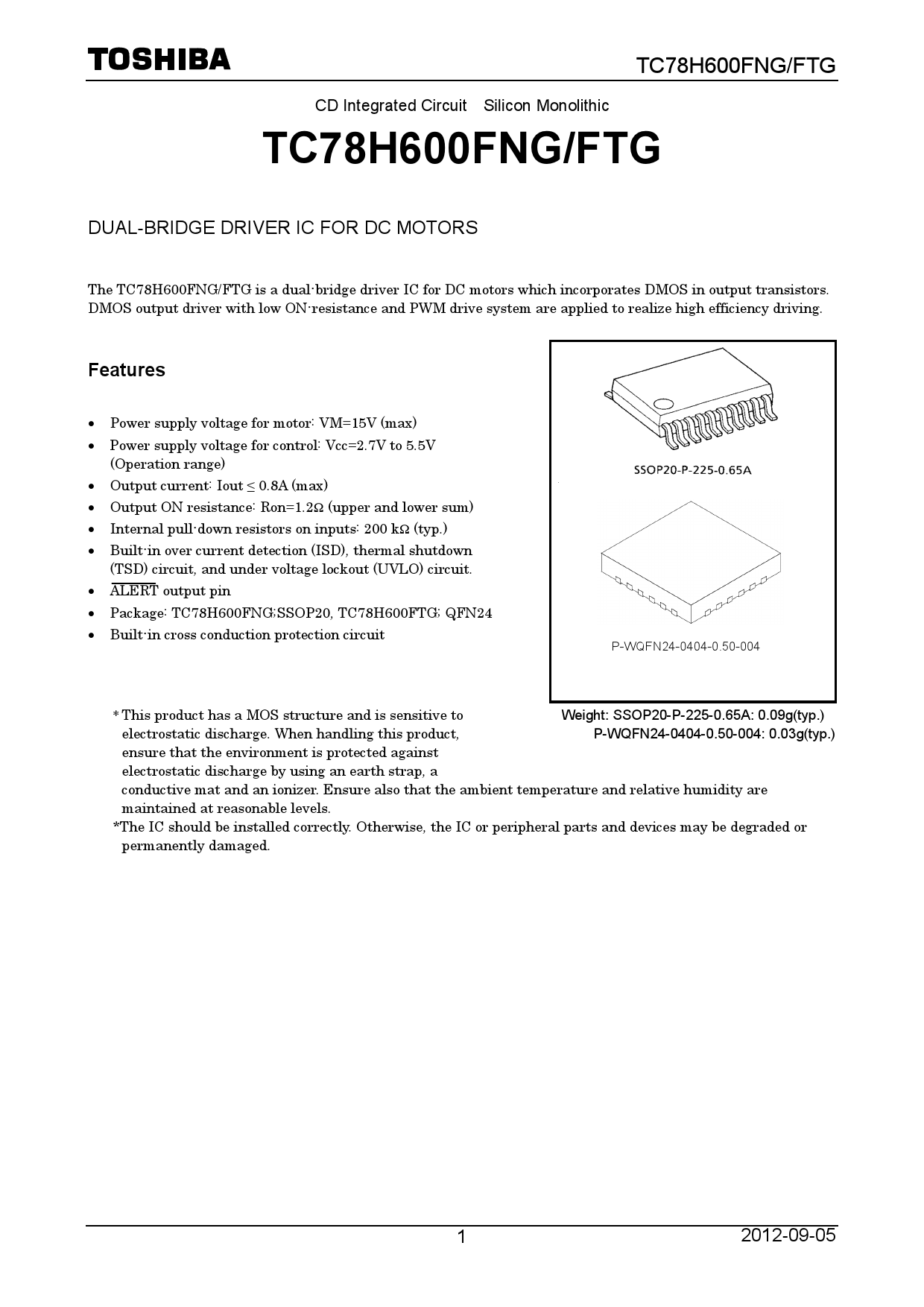 TC78H600FTG,EL_（TOSHIBA(东芝)）TC78H600FTG,EL中文资料_价格_PDF手册-立创电子商城