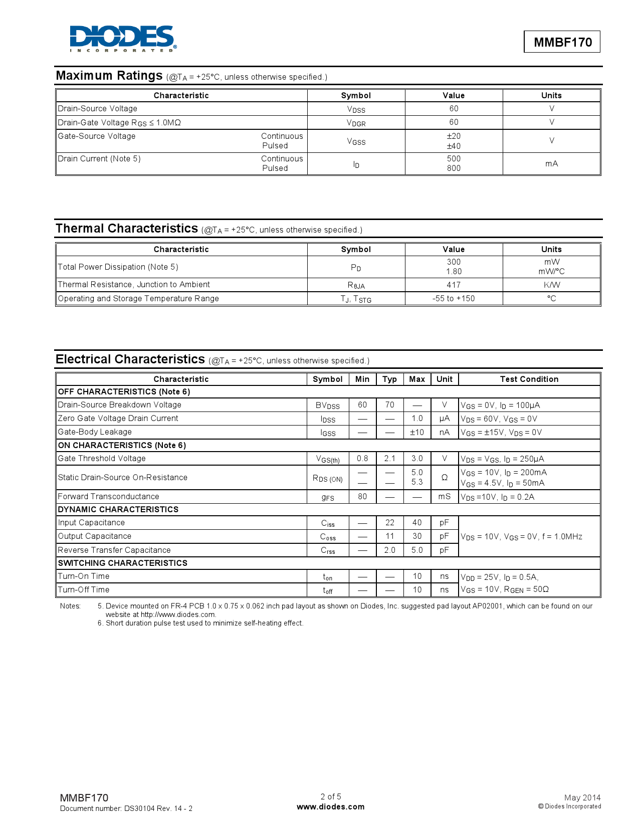MMBF170-7-F_（DIODES(美台)）MMBF170-7-F中文资料_价格_PDF手册-立创电子商城