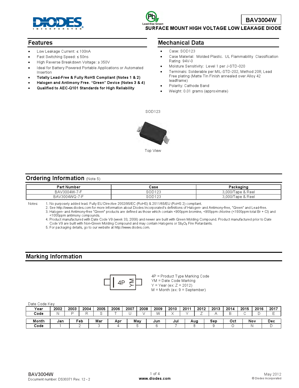 BAV3004W-7-F_（DIODES(美台)）BAV3004W-7-F中文资料_价格_PDF手册-立创电子商城
