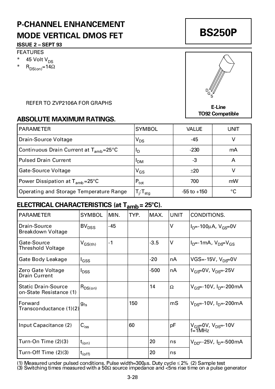 BS250P_（DIODES(美台)）BS250P中文资料_价格_PDF手册-立创电子商城