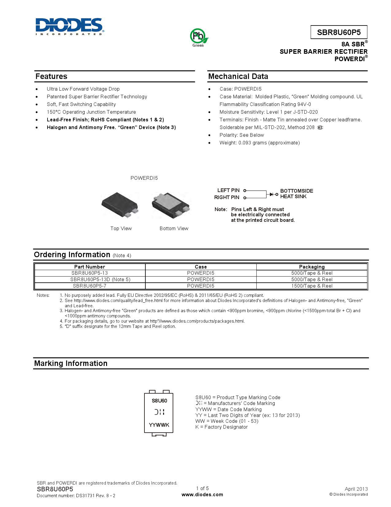 SBR8U60P5-13_（DIODES(美台)）SBR8U60P5-13中文资料_价格_PDF手册-立创电子商城