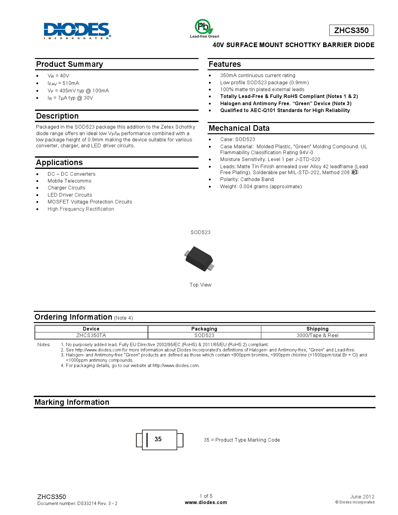 ZHCS350TA_（DIODES(美台)）ZHCS350TA中文资料_价格_PDF手册-立创电子商城