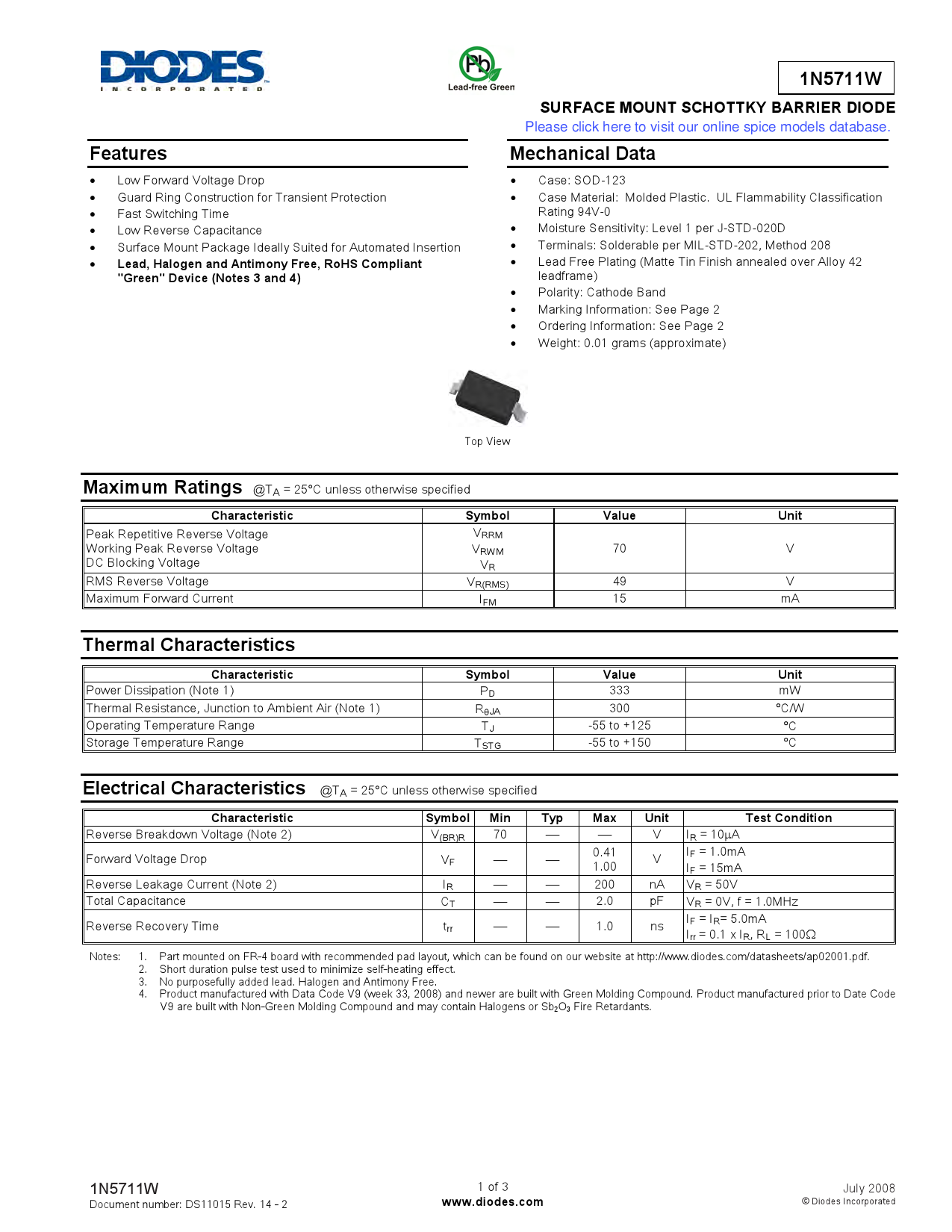 1N5711W-7-F_（DIODES(美台)）1N5711W-7-F中文资料_价格_PDF手册-立创电子商城