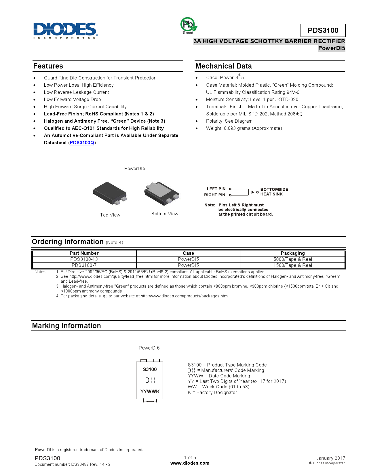 PDS3100-13_（DIODES(美台)）PDS3100-13中文资料_价格_PDF手册-立创电子商城