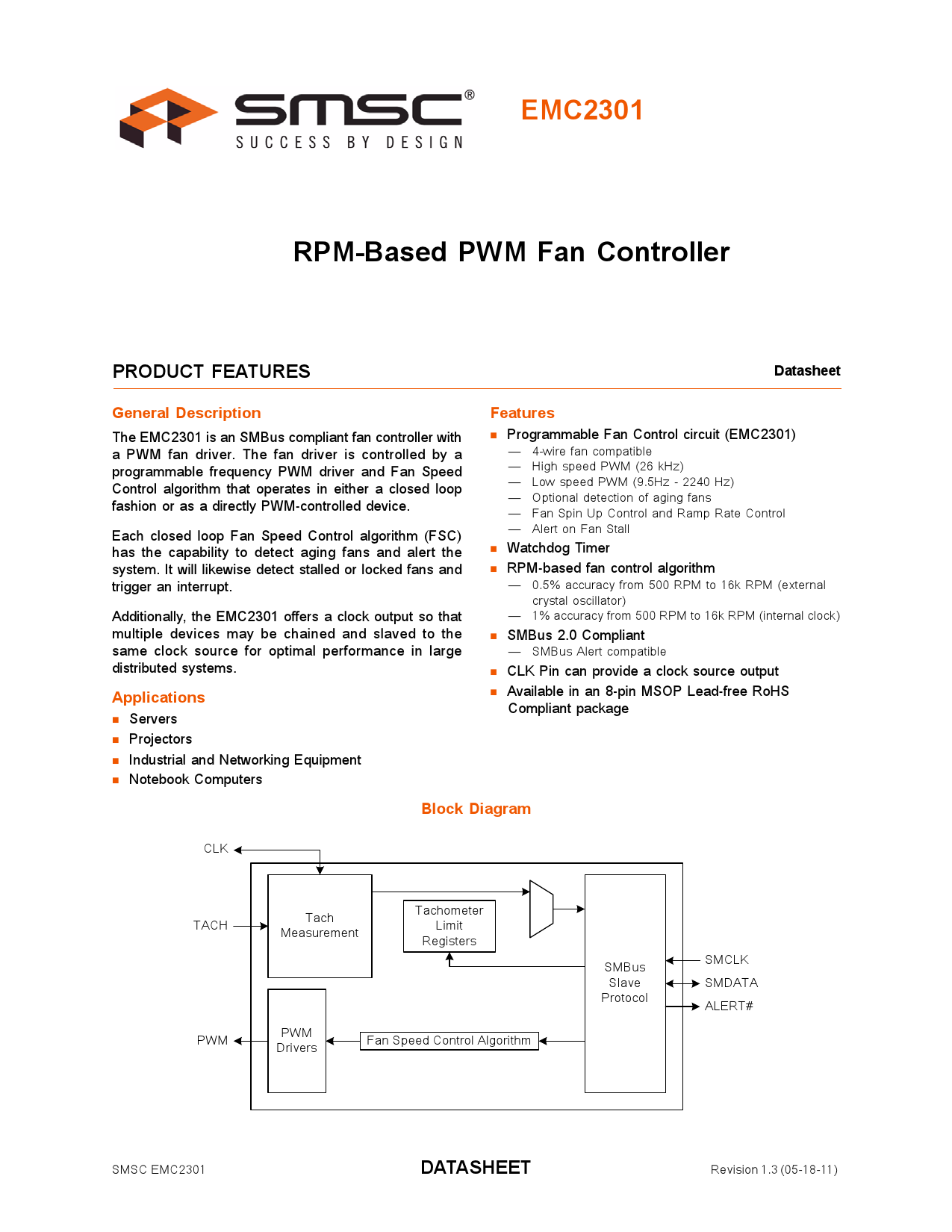 EMC2301-1-ACZL-TR_（MICROCHIP(美国微芯)）EMC2301-1-ACZL-TR中文资料_价格_PDF手册-立创电子商城
