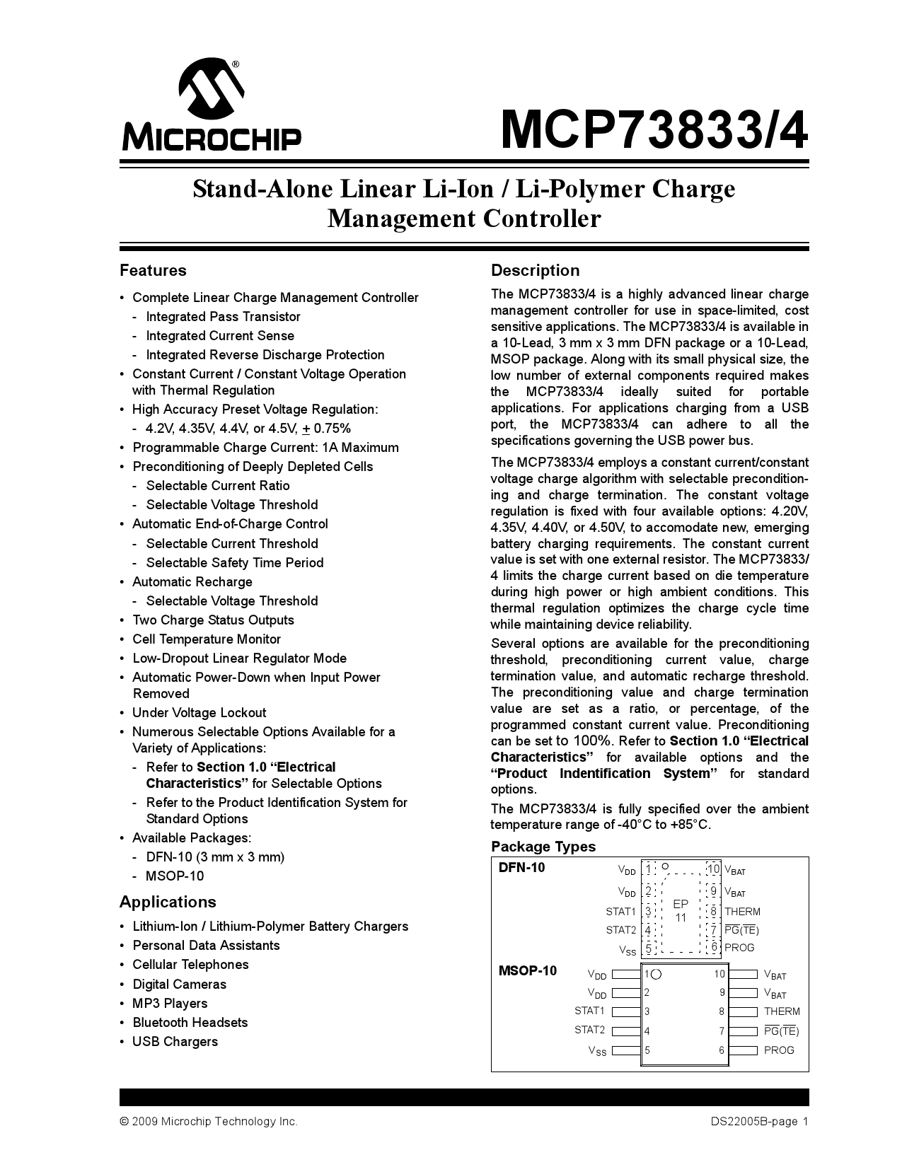 MCP73833T-CNI/UN_（MICROCHIP(美国微芯)）MCP73833T-CNI/UN中文资料_价格_PDF手册-立创电子商城