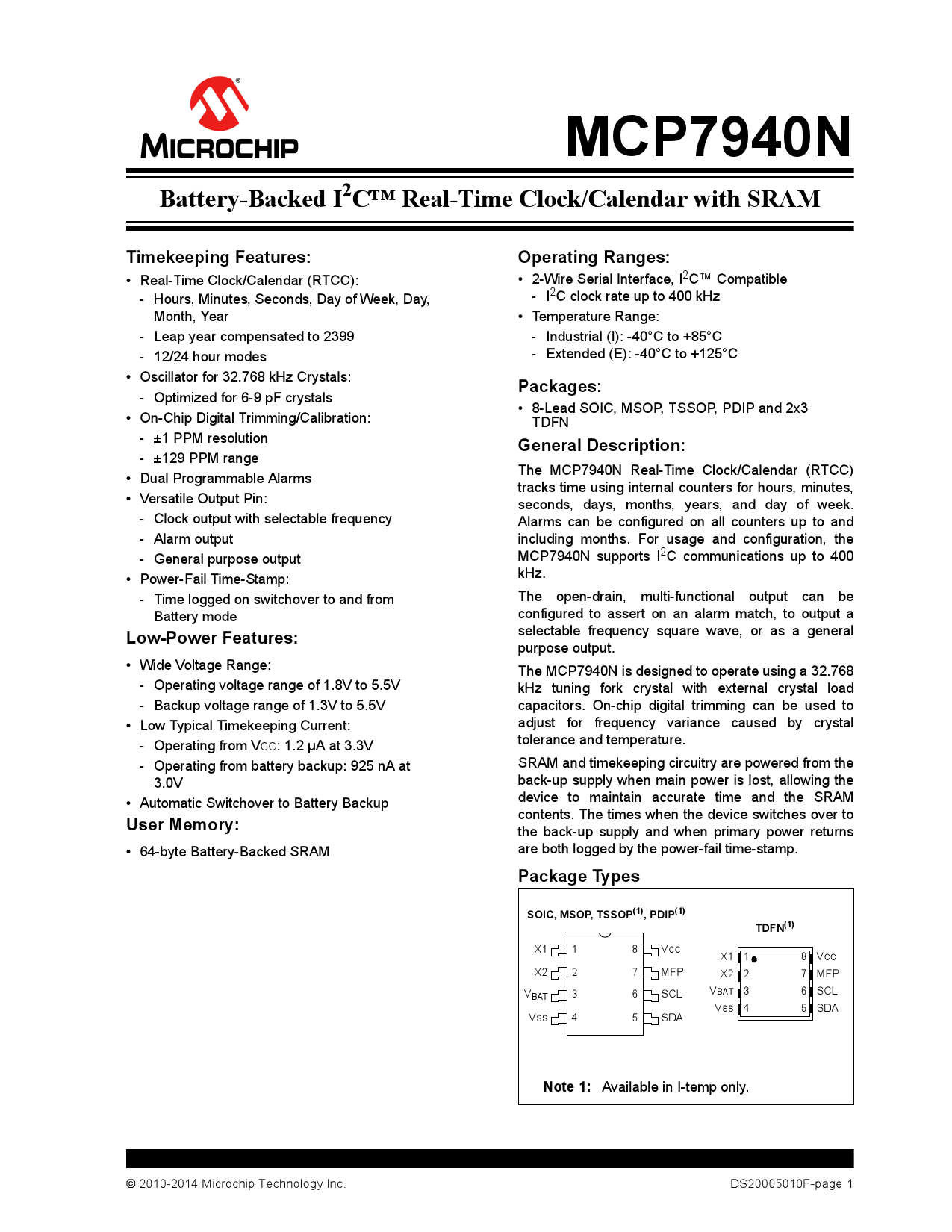 MCP7940N-I/P_（MICROCHIP(美国微芯)）MCP7940N-I/P中文资料_价格_PDF手册-立创电子商城