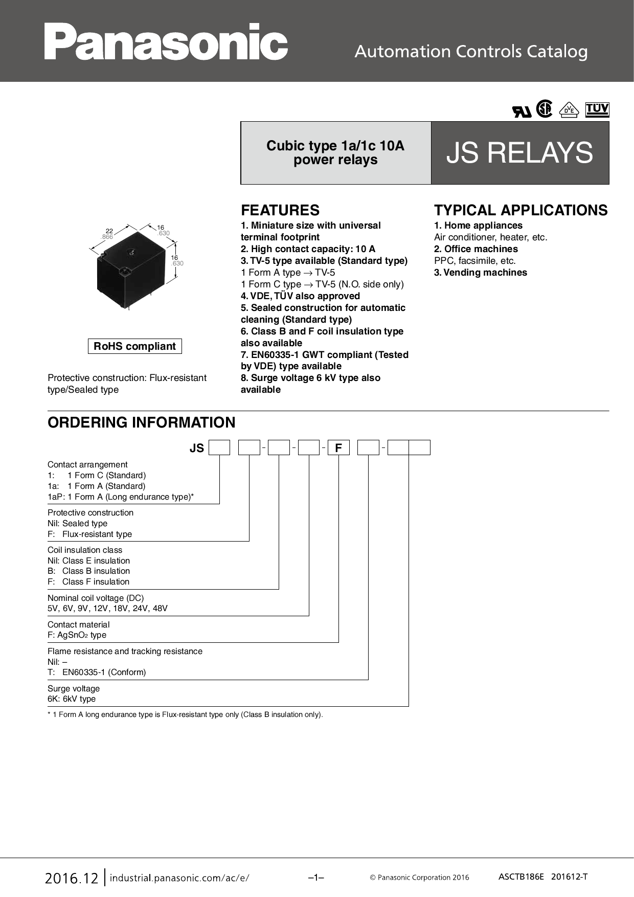 JS1A-12V-F_（PANASONIC(松下)）JS1A-12V-F中文资料_价格_PDF手册-立创电子商城