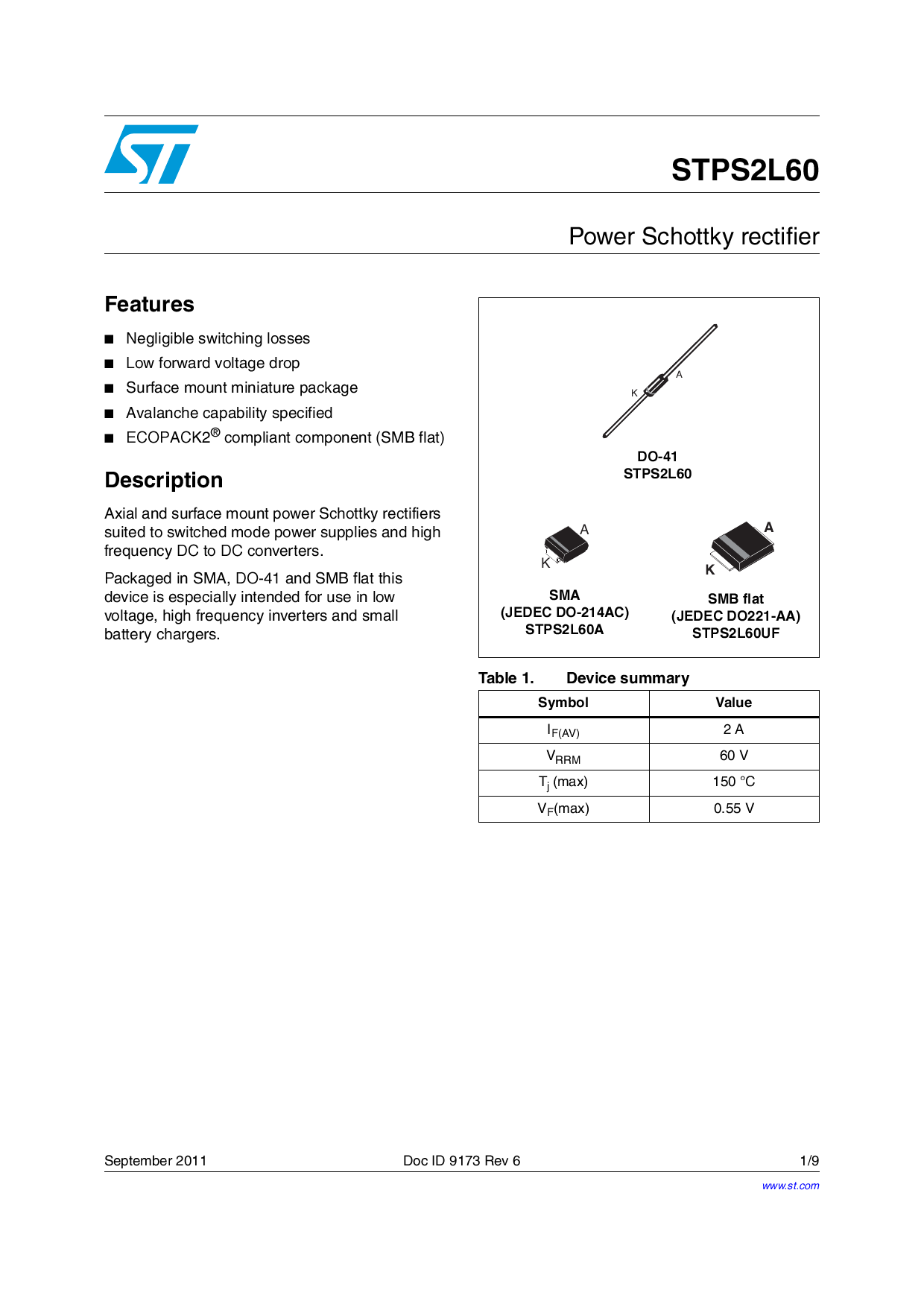 STPS2L60A_（ST(意法半导体)）STPS2L60A中文资料_价格_PDF手册-立创电子商城