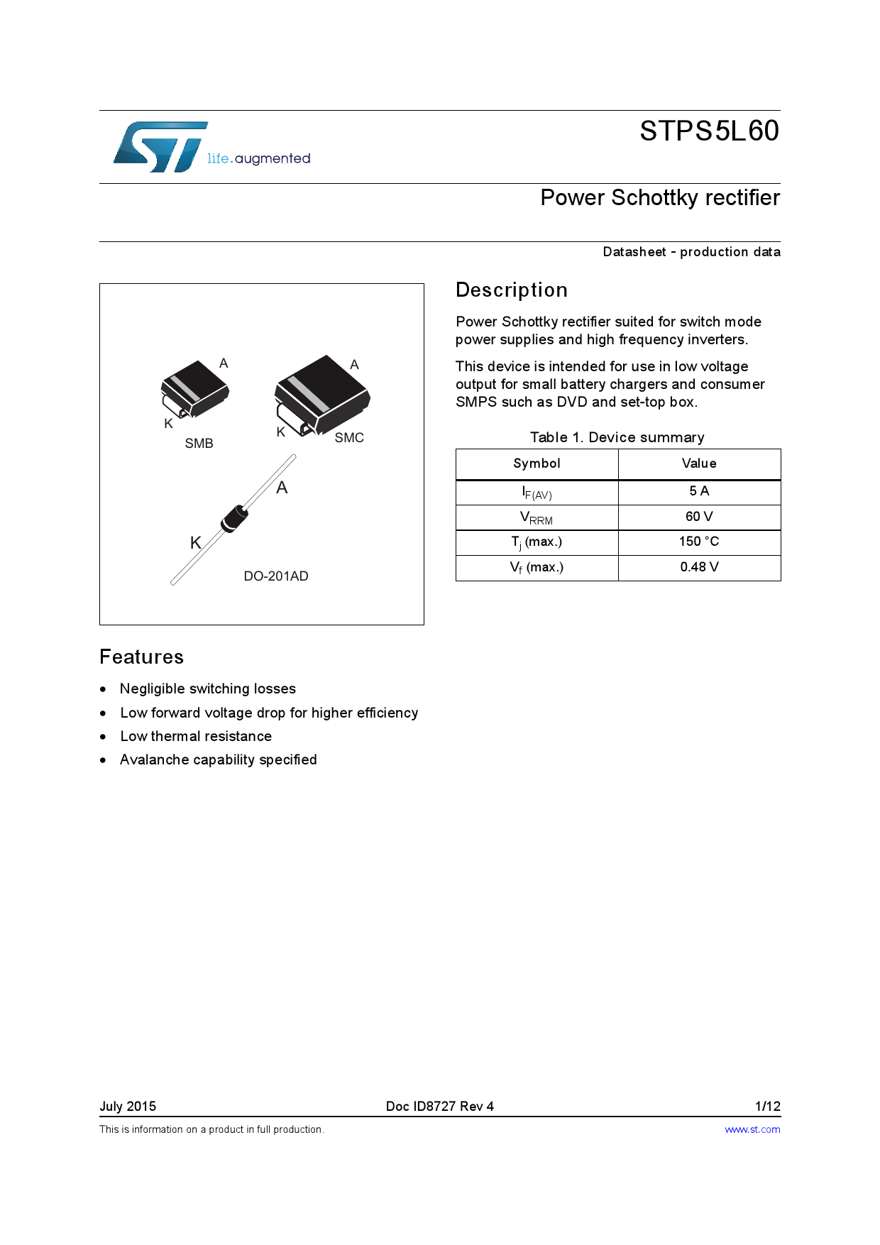 STPS5L60U_（ST(意法半导体)）STPS5L60U中文资料_价格_PDF手册-立创电子商城