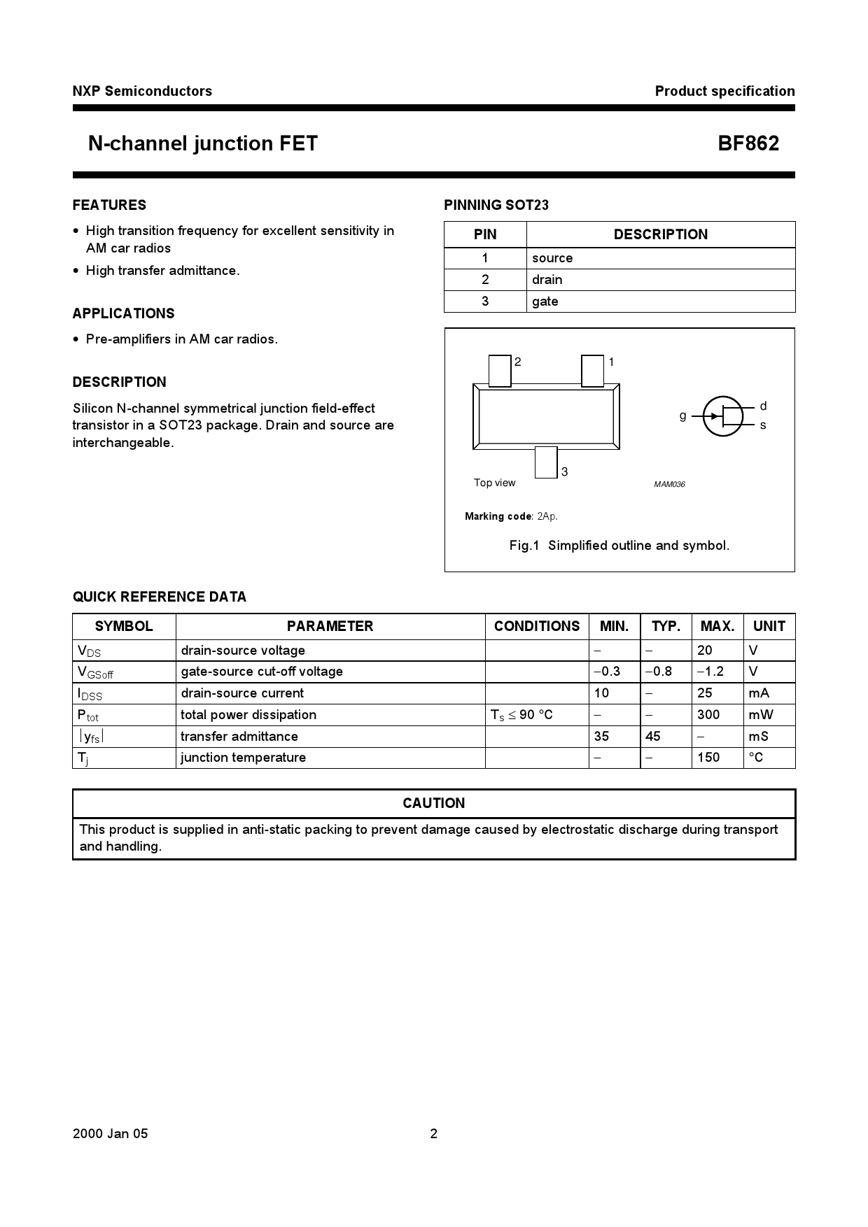 BF862,215_（NXP(恩智浦)）BF862,215中文资料_价格_PDF手册-立创电子商城