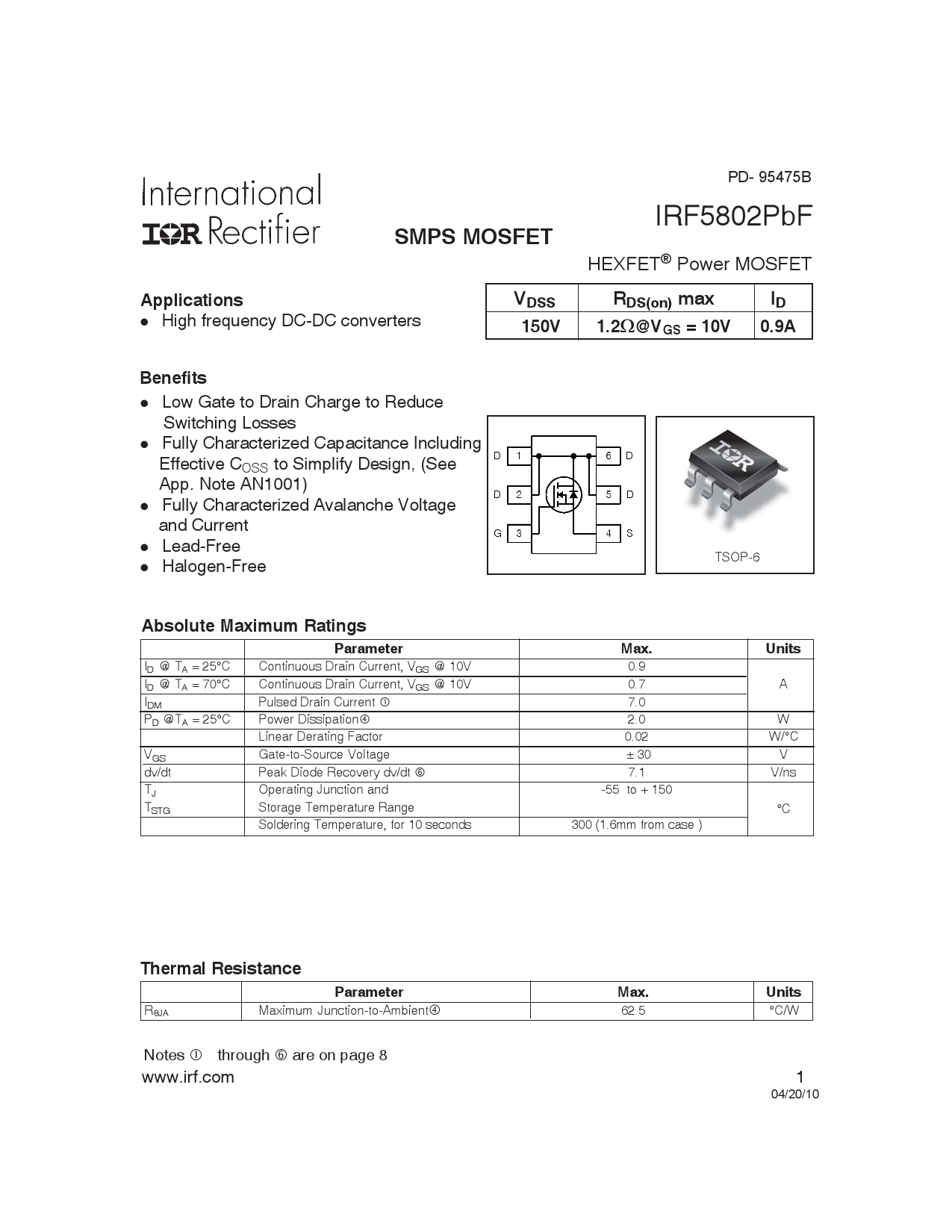IRF5802TRPBF_（Infineon(英飞凌)）IRF5802TRPBF中文资料_价格_PDF手册-立创电子商城