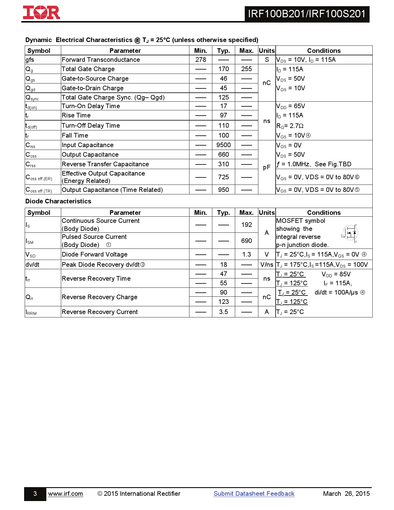 IRF100B201_（Infineon(英飞凌)）IRF100B201中文资料_价格_PDF手册-立创电子商城