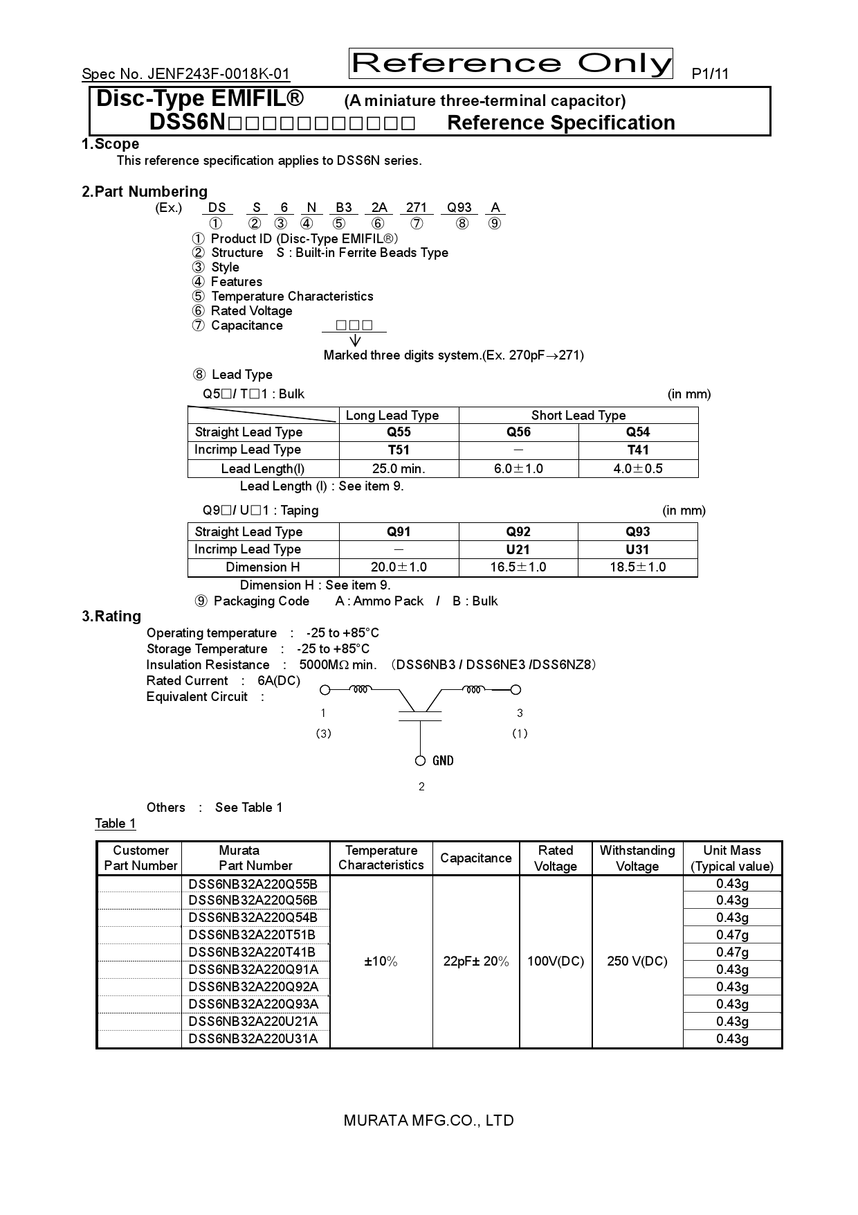 DSS6NZ82A103Q55B_（muRata(村田)）DSS6NZ82A103Q55B中文资料_价格_PDF手册-立创电子商城