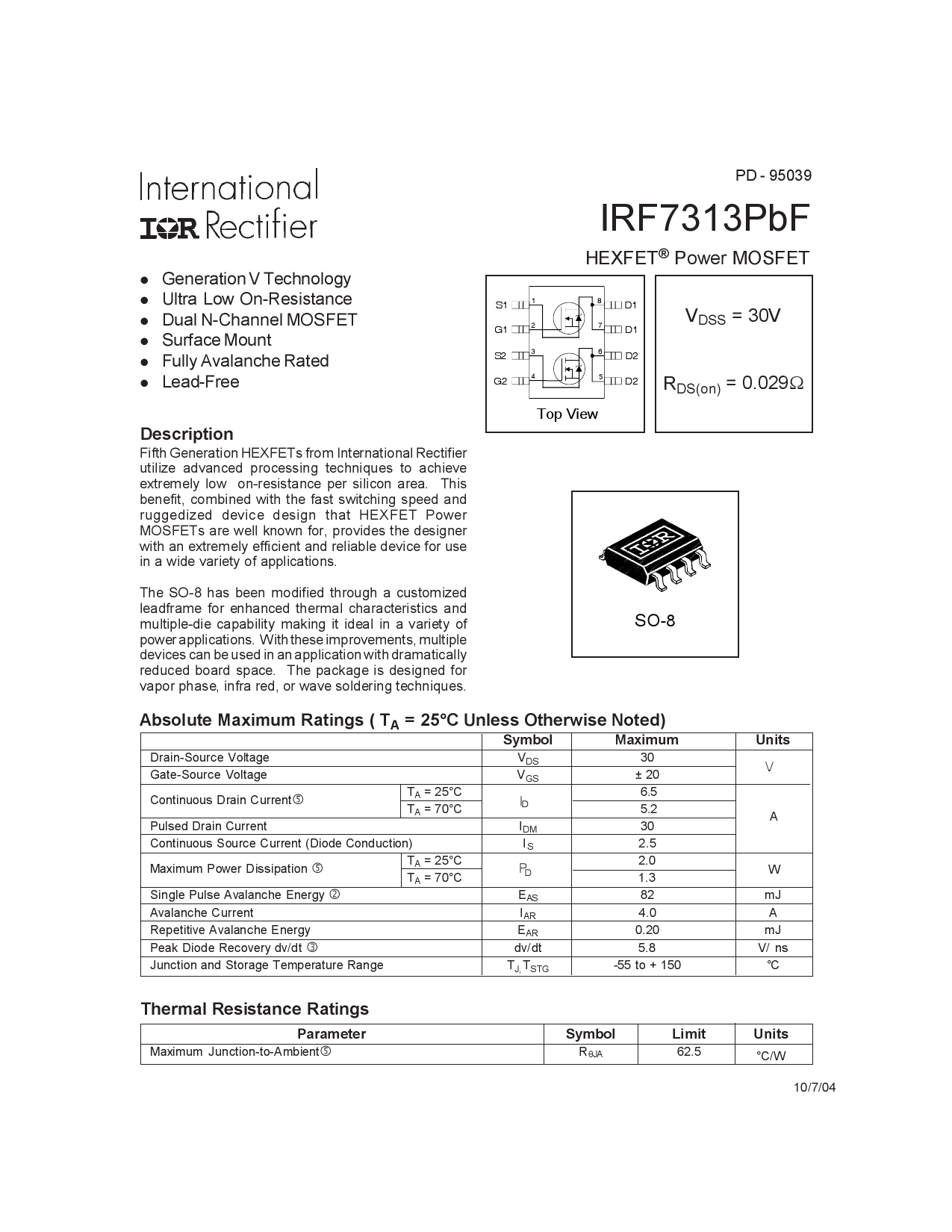 IRF7313TRPBF_（Infineon(英飞凌)）IRF7313TRPBF中文资料_价格_PDF手册-立创电子商城