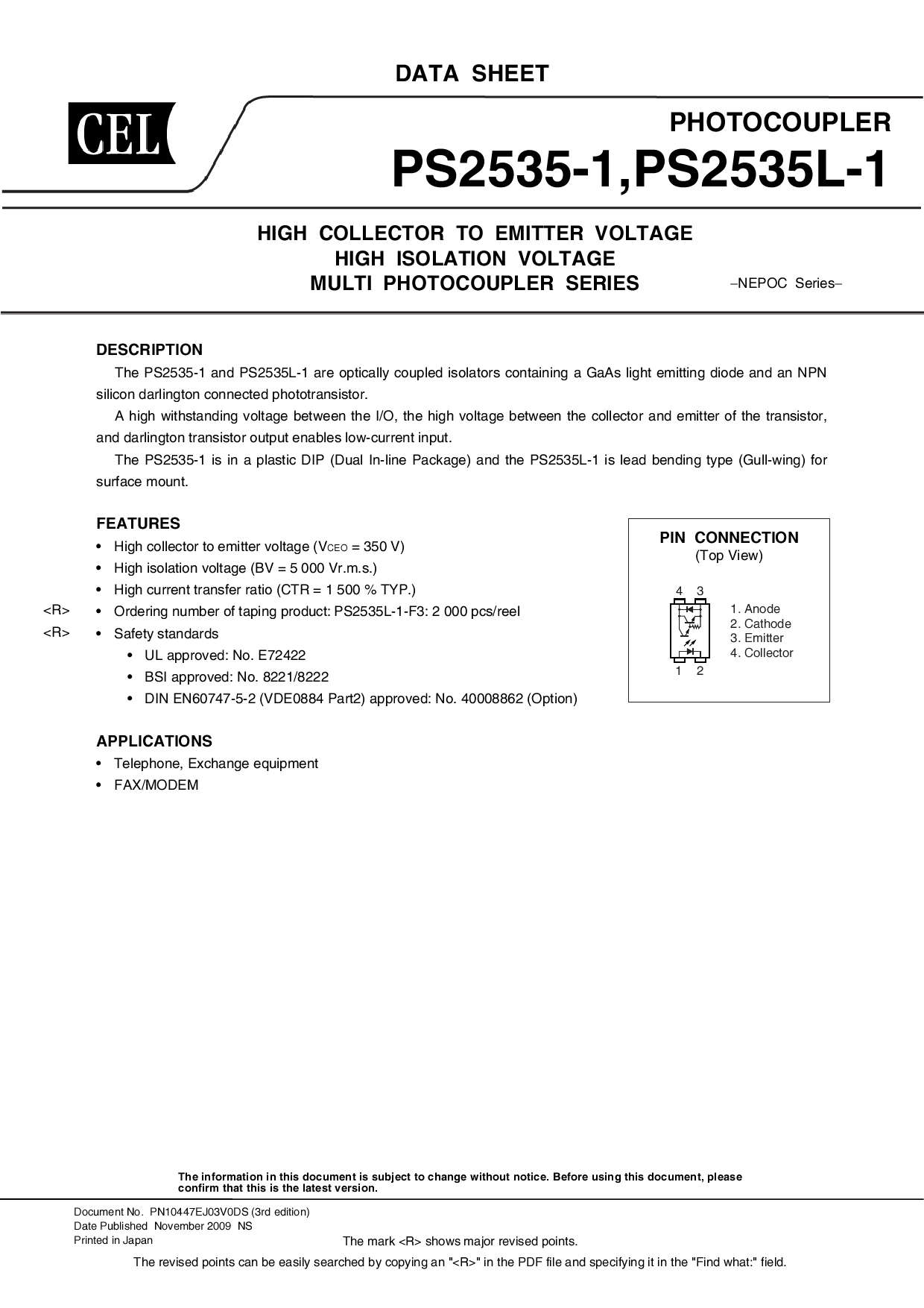 PS2535-1-A_（California Eastern Laboratories）PS2535-1-A中文资料_价格_PDF手册-立创电子商城