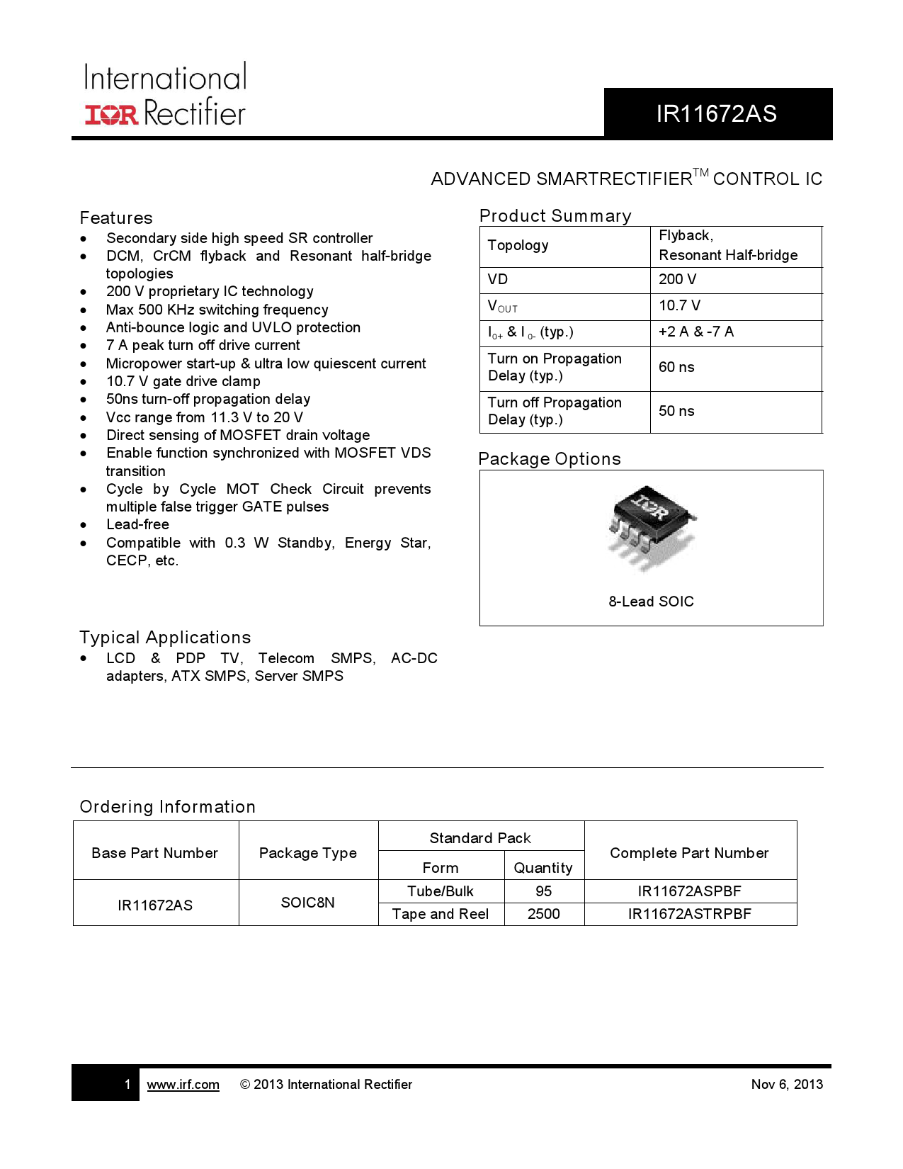 IR11672ASTRPBF_（Infineon(英飞凌)）IR11672ASTRPBF中文资料_价格_PDF手册-立创电子商城