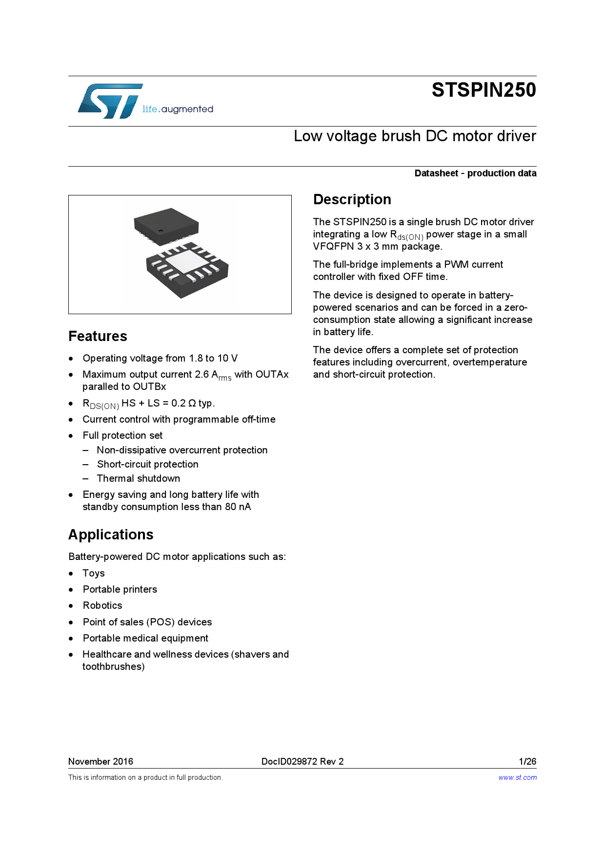 STSPIN250_（ST(意法半导体)）STSPIN250中文资料_价格_PDF手册-立创电子商城