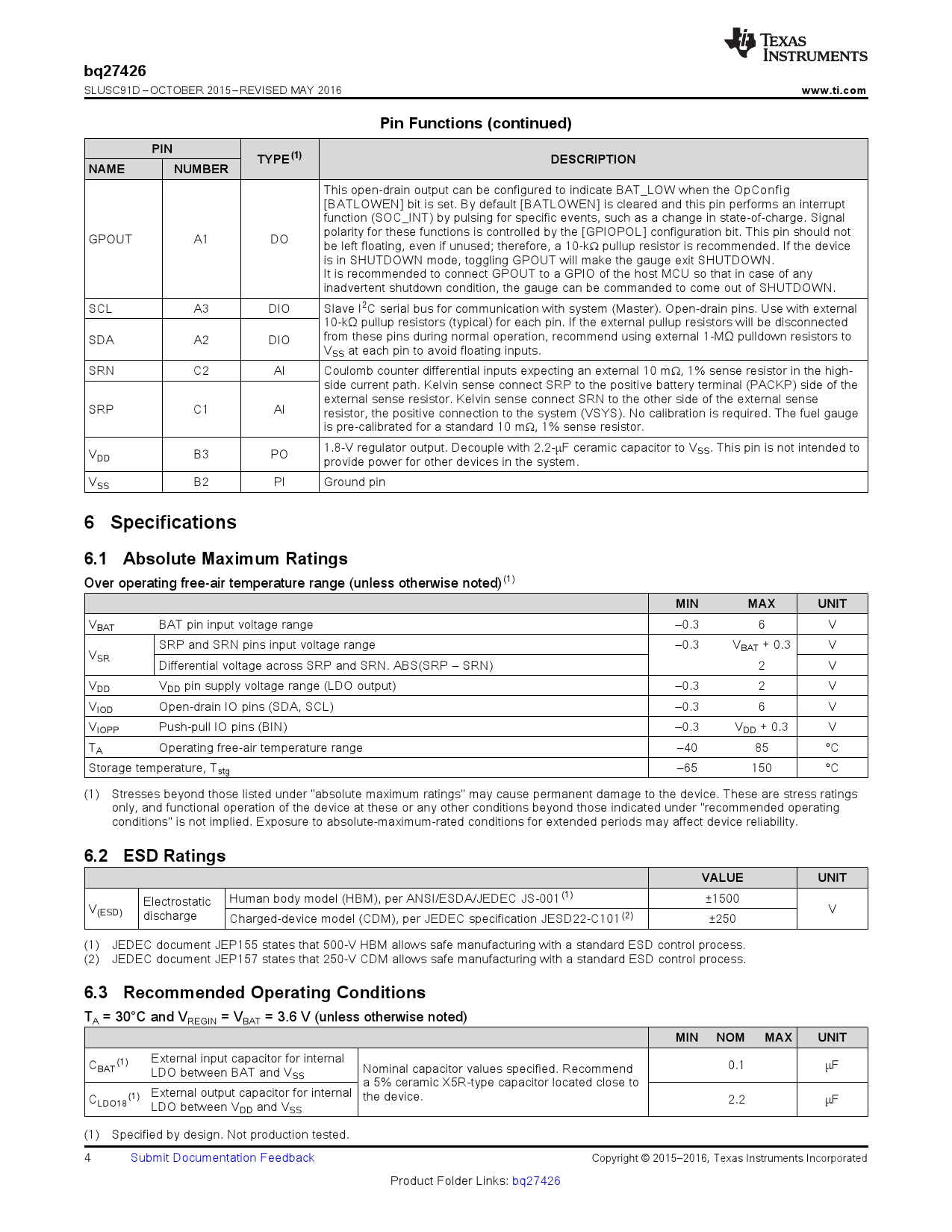 BQ27426YZFR_（TI(德州仪器)）BQ27426YZFR中文资料_价格_PDF手册-立创电子商城