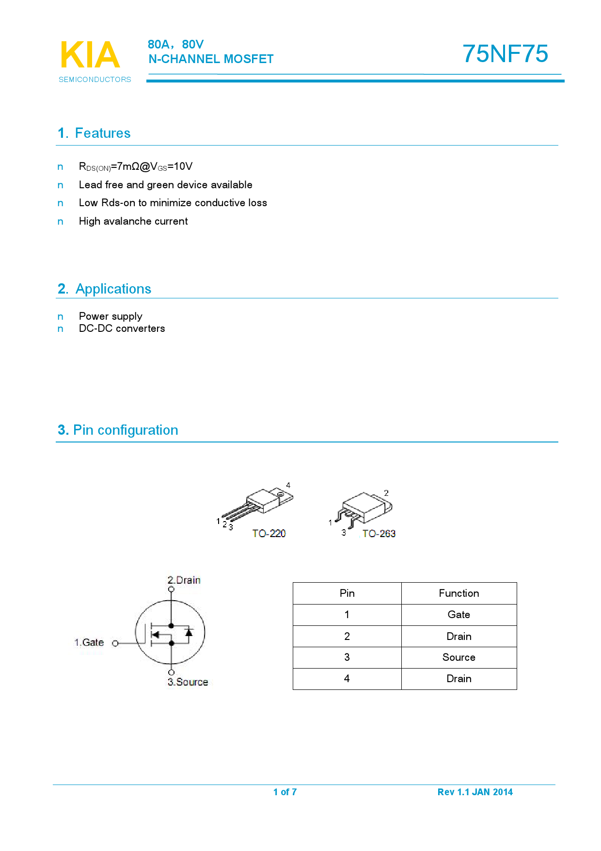 KIA75NF75_（KIA 半导体）KIA75NF75中文资料_价格_PDF手册-立创电子商城