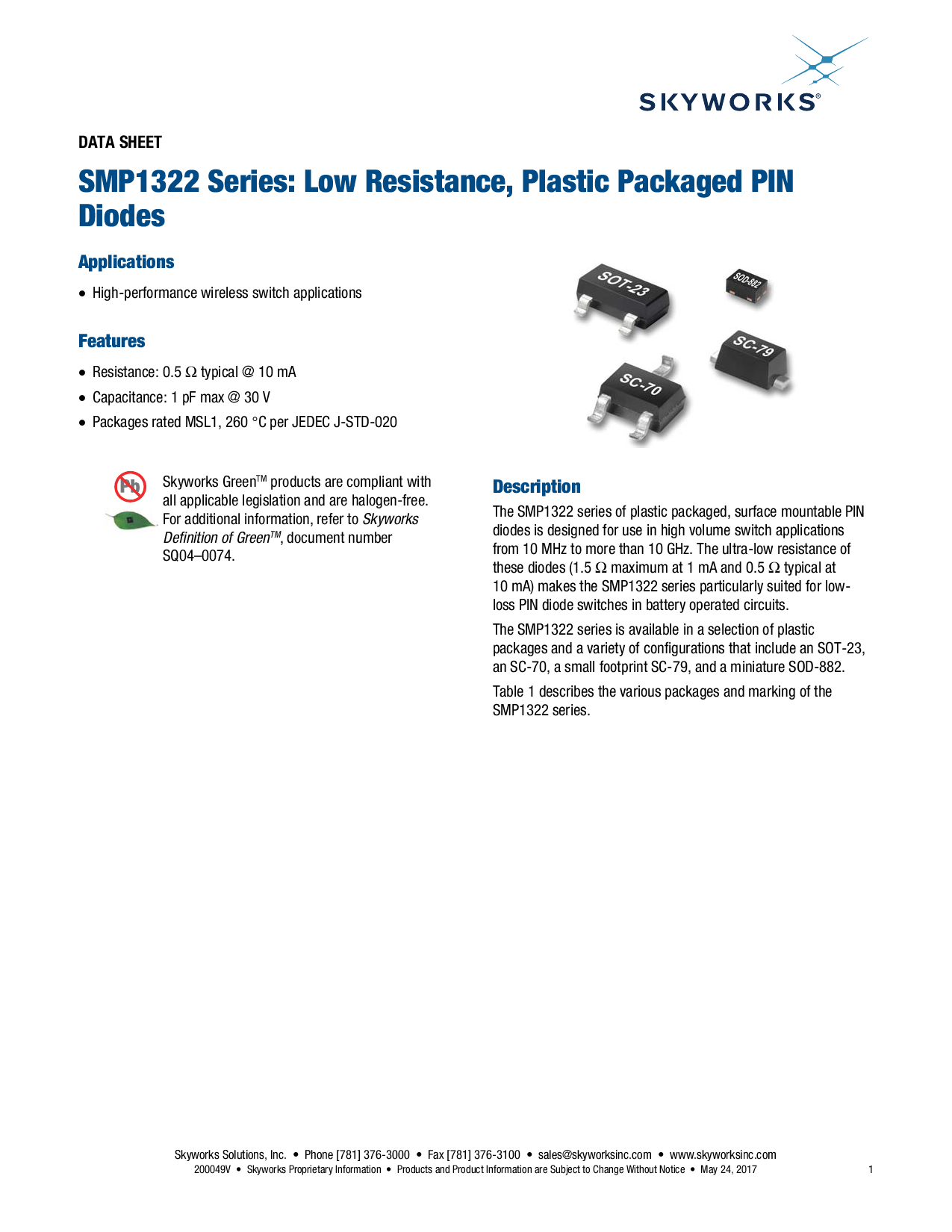 SMP1322-040LF_（SKYWORKS）SMP1322-040LF中文资料_价格_PDF手册-立创电子商城
