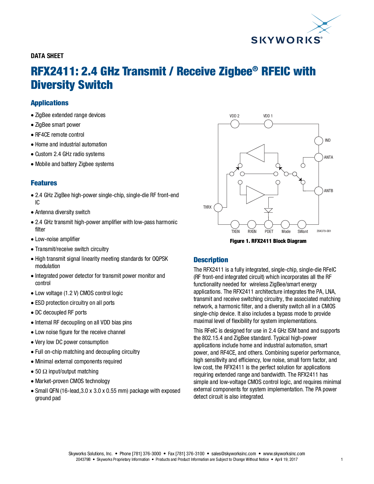 RFX2411_（SKYWORKS）RFX2411中文资料_价格_PDF手册-立创电子商城