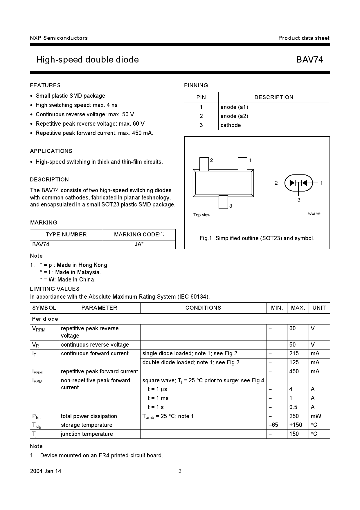 BAV74,235_（Nexperia(安世)）BAV74,235中文资料_价格_PDF手册-立创电子商城