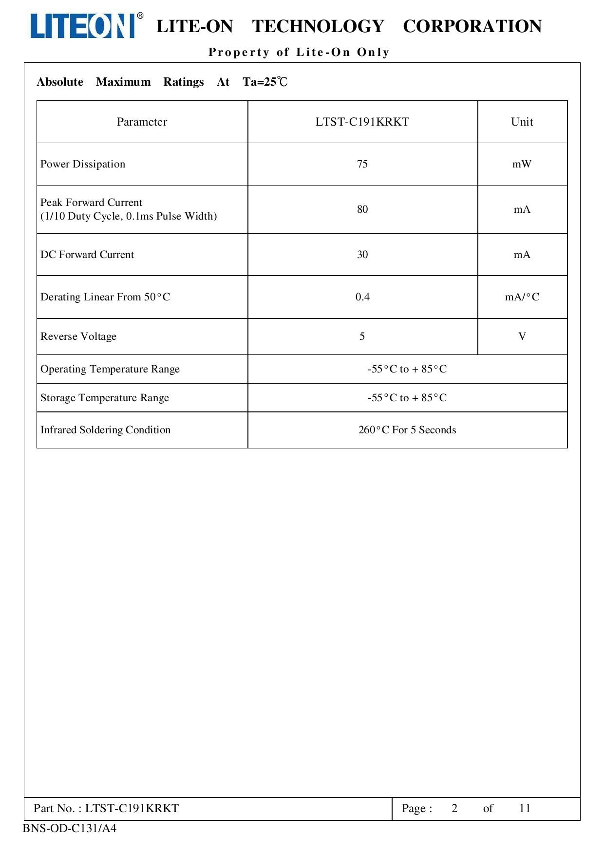 LTST-C191KRKT_（LITEON(台湾光宝)）LTST-C191KRKT中文资料_价格_PDF手册-立创电子商城
