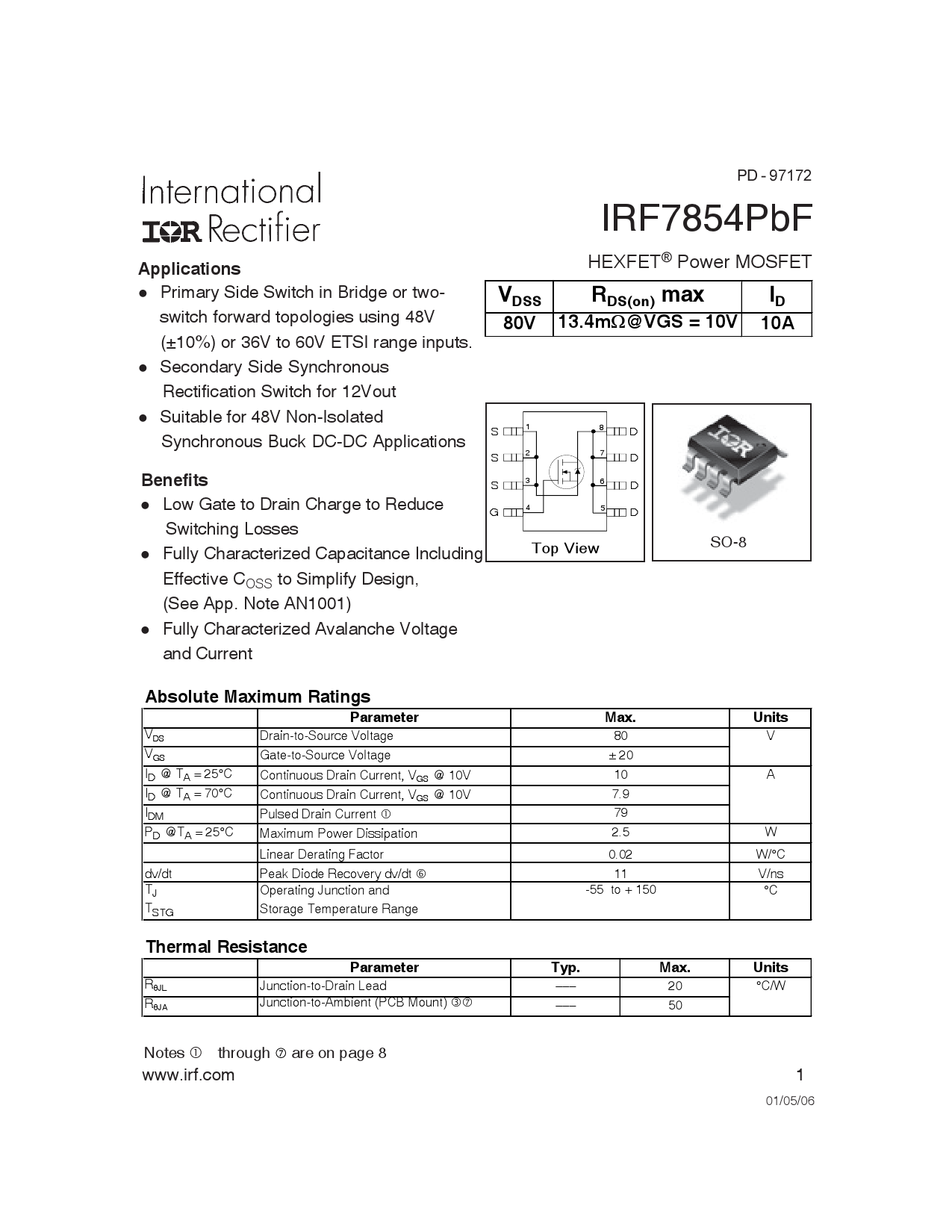 IRF7854TRPBF_（Infineon(英飞凌)）IRF7854TRPBF中文资料_价格_PDF手册-立创电子商城