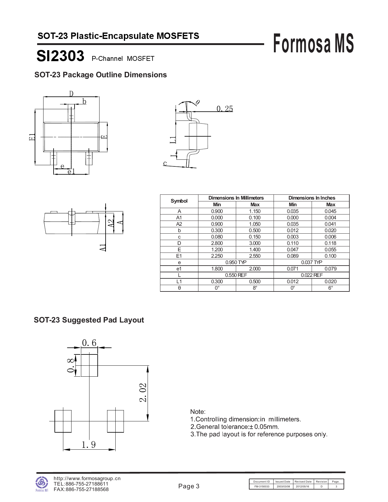 SI2303_（FMS(台湾美丽微)）SI2303中文资料_价格_PDF手册-立创电子商城