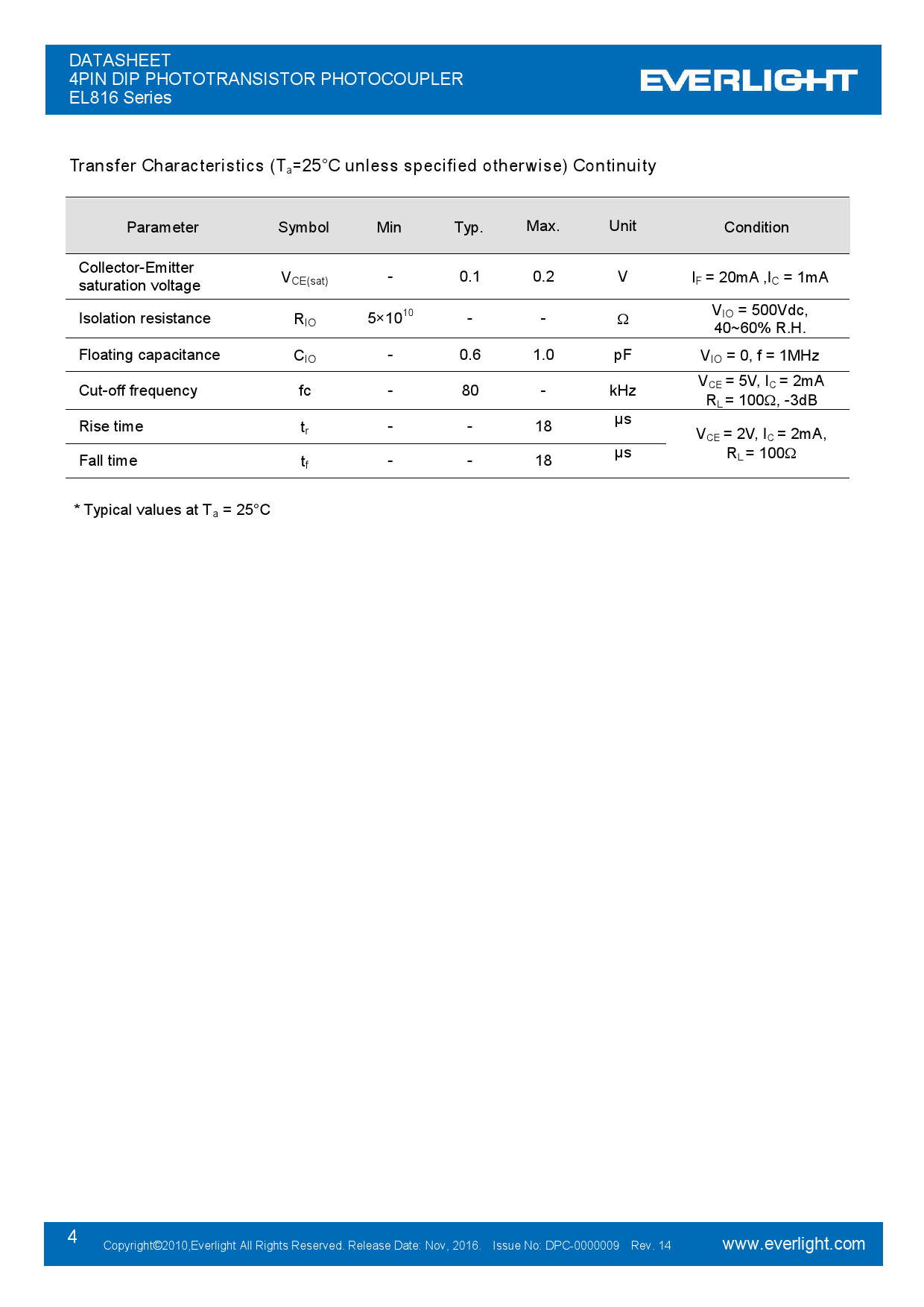 EL816(C)(PNS)_（EVERLIGHT(亿光)）EL816(C)(PNS)中文资料_价格_PDF手册-立创电子商城