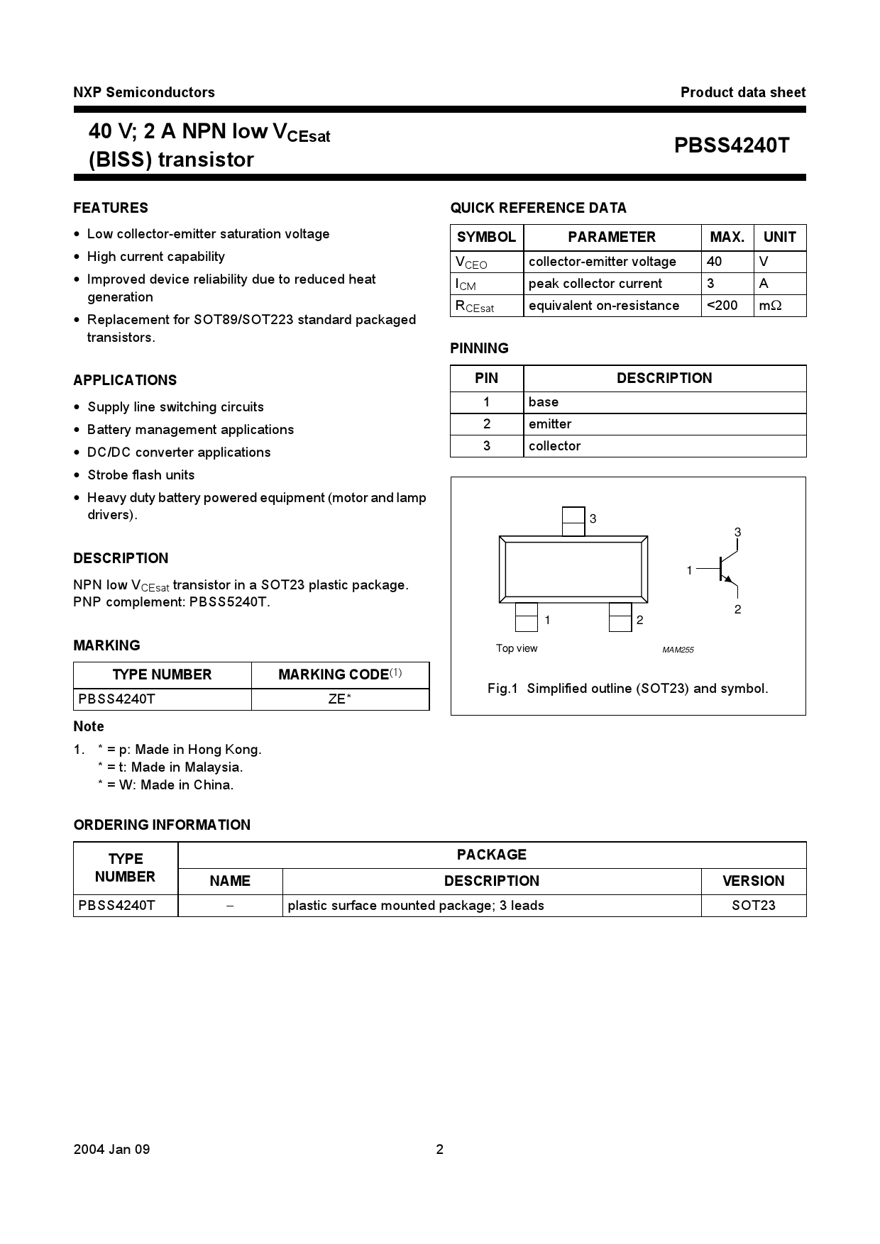 PBSS4240T,215_（Nexperia(安世)）PBSS4240T,215中文资料_价格_PDF手册-立创电子商城