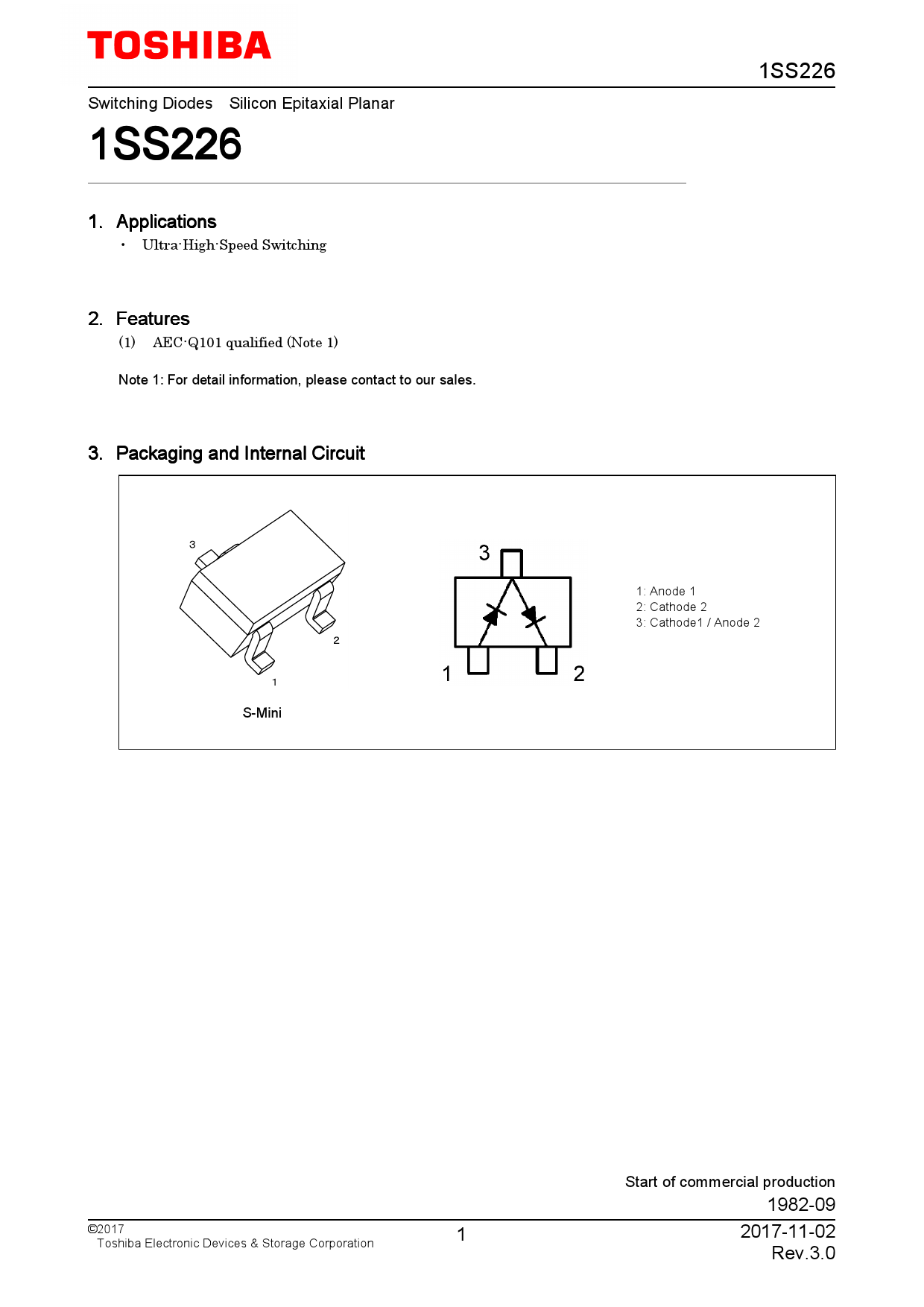 1SS226(TE85L,F)_（TOSHIBA(东芝)）1SS226(TE85L,F)中文资料_价格_PDF手册-立创电子商城