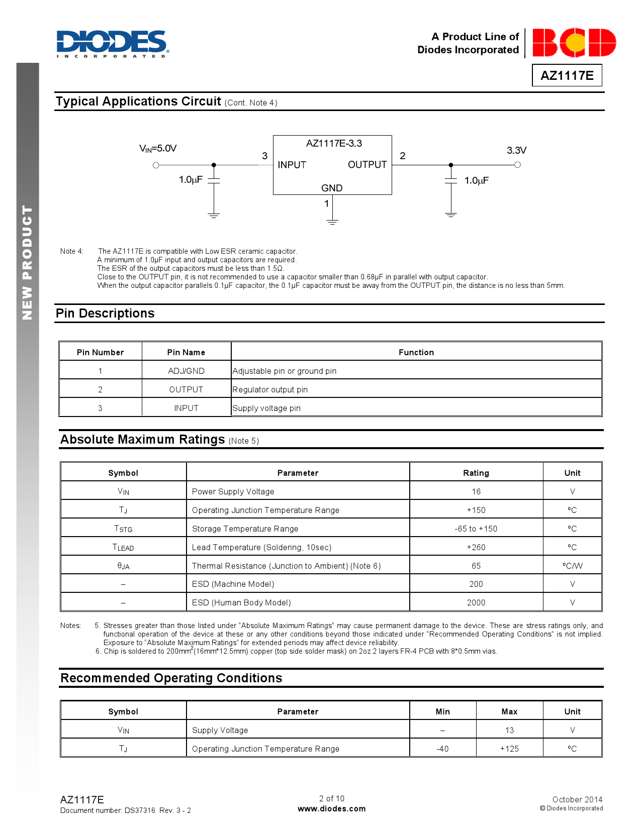 AZ1117EH-5.0TRG1_（DIODES(美台)）AZ1117EH-5.0TRG1中文资料_价格_PDF手册-立创电子商城