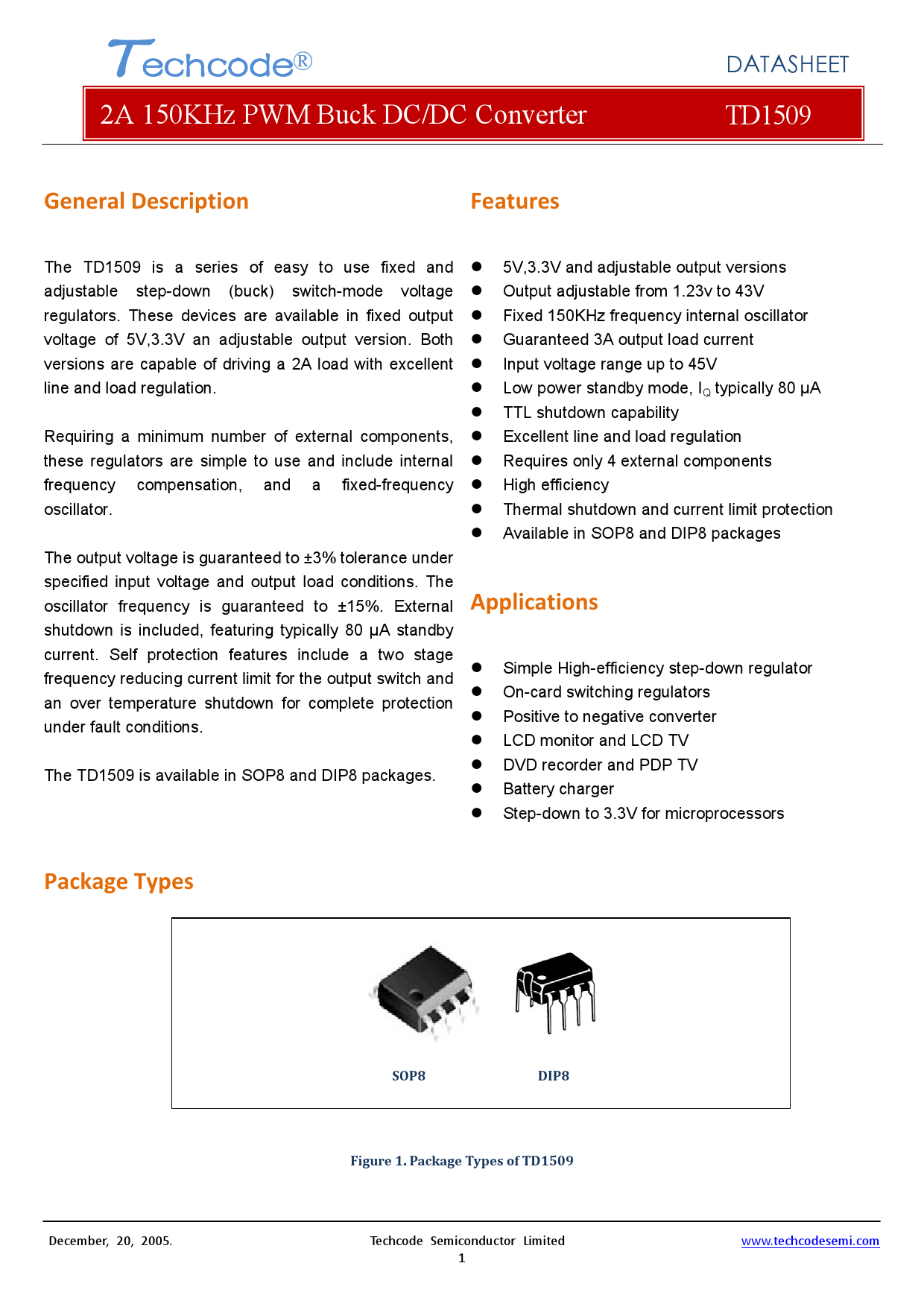TD1509PR_（Techcode(泰德)）TD1509PR中文资料_价格_PDF手册-立创电子商城