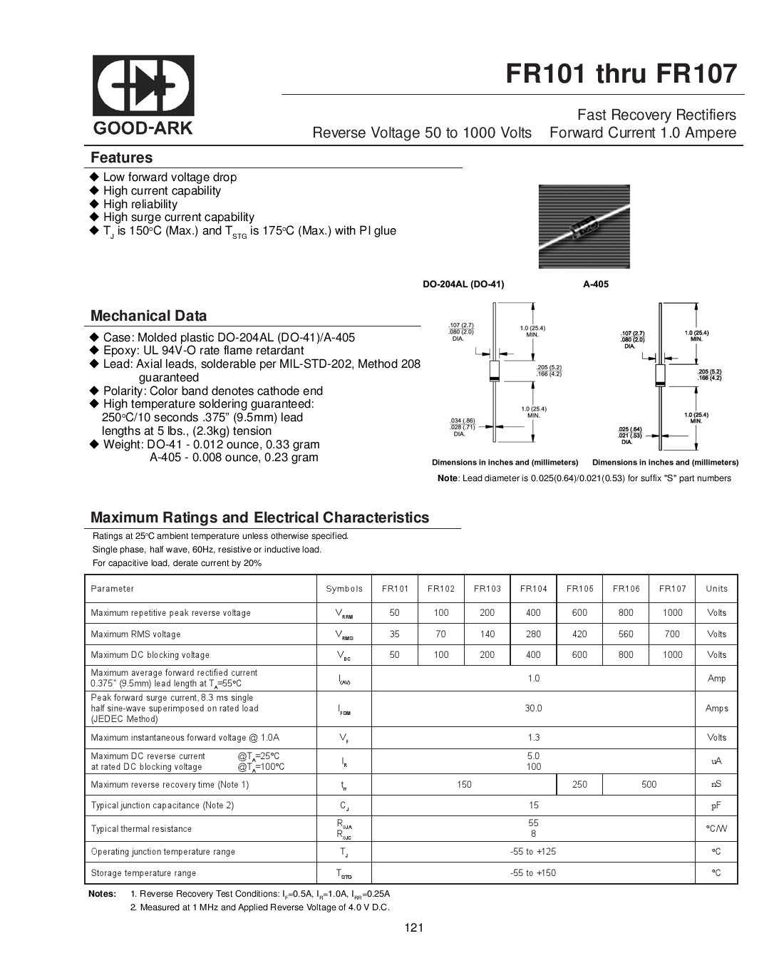 FR104_（GOOD-ARK(固锝)）FR104中文资料_价格_PDF手册-立创电子商城