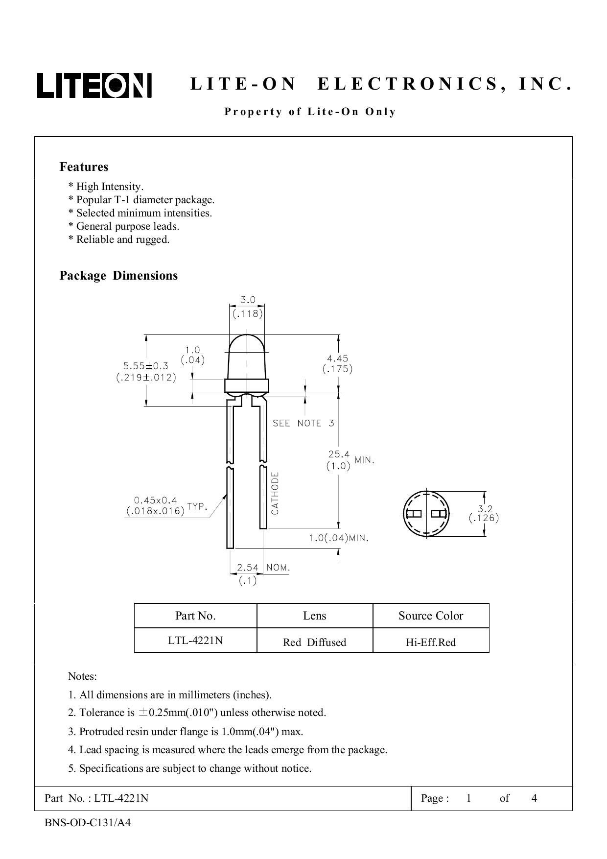 LTL-4221N_（LITEON(台湾光宝)）LTL-4221N中文资料_价格_PDF手册-立创电子商城