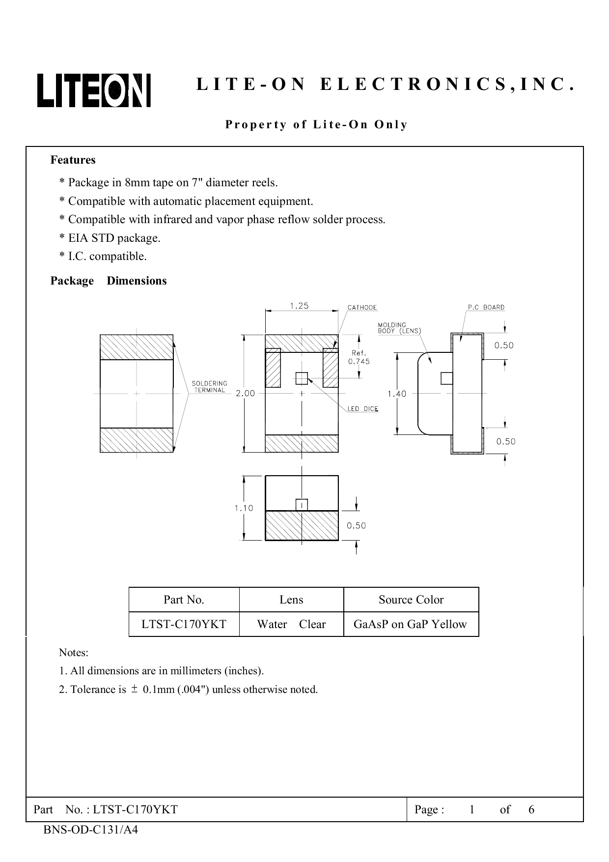 LTST-C170YKT_（LITEON(台湾光宝)）LTST-C170YKT中文资料_价格_PDF手册-立创电子商城