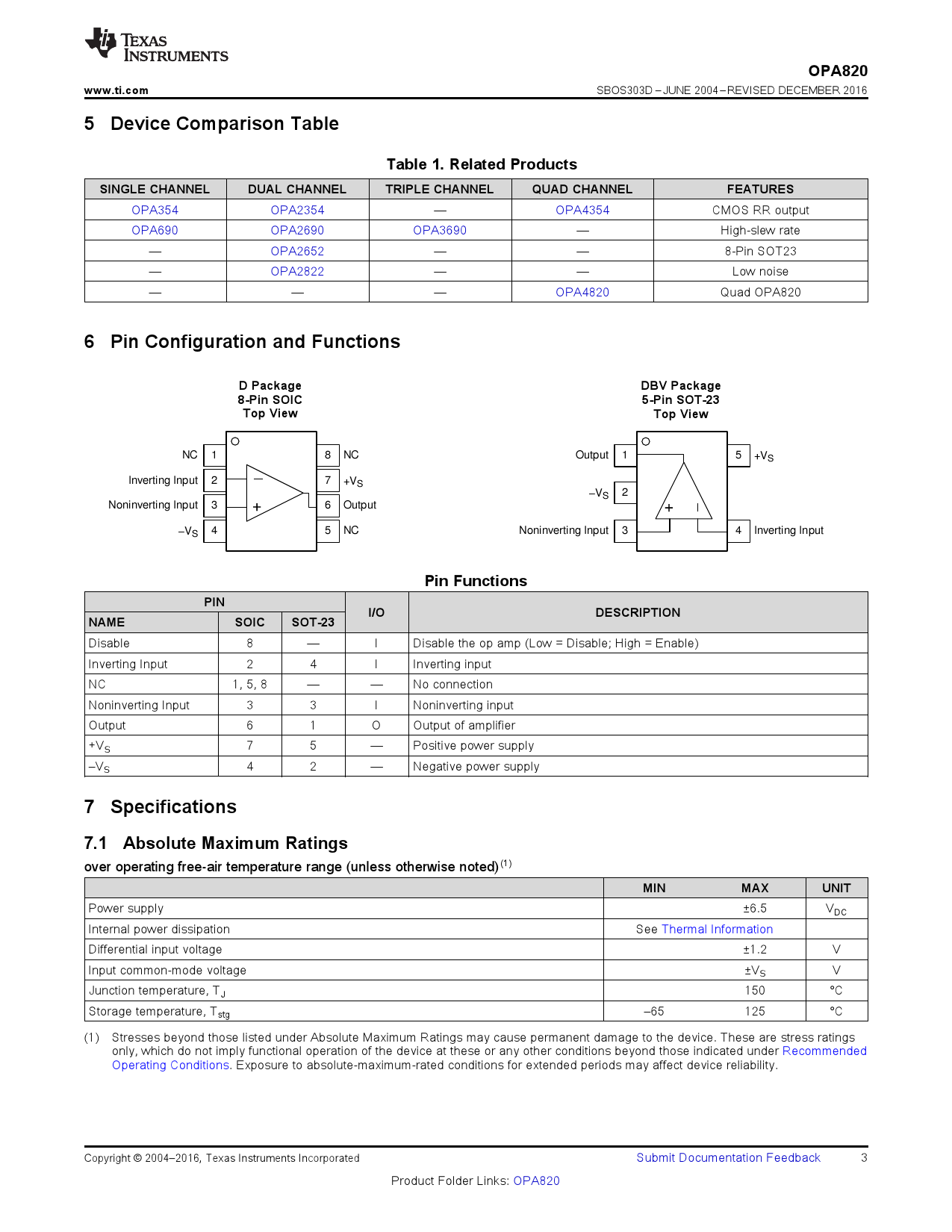 OPA820IDBVR_（TI(德州仪器)）OPA820IDBVR中文资料_价格_PDF手册-立创电子商城