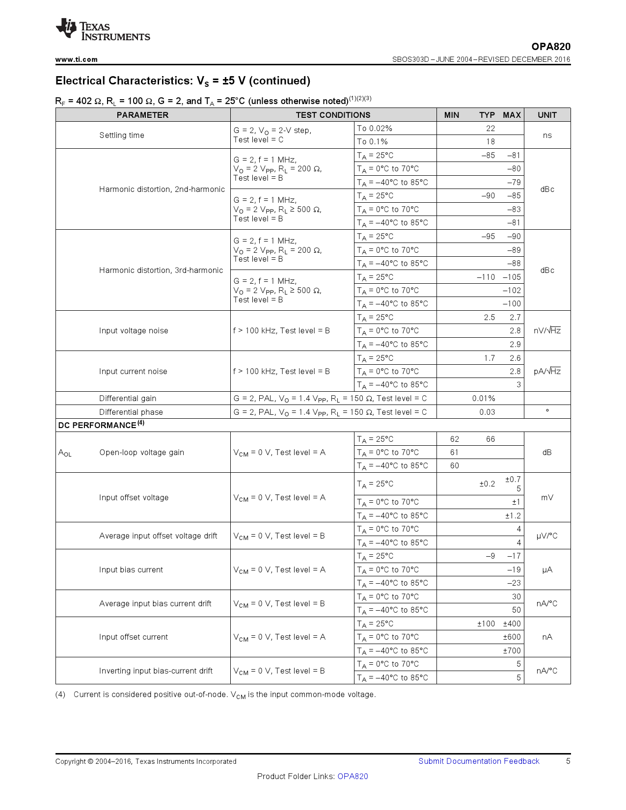 OPA820IDBVR_（TI(德州仪器)）OPA820IDBVR中文资料_价格_PDF手册-立创电子商城