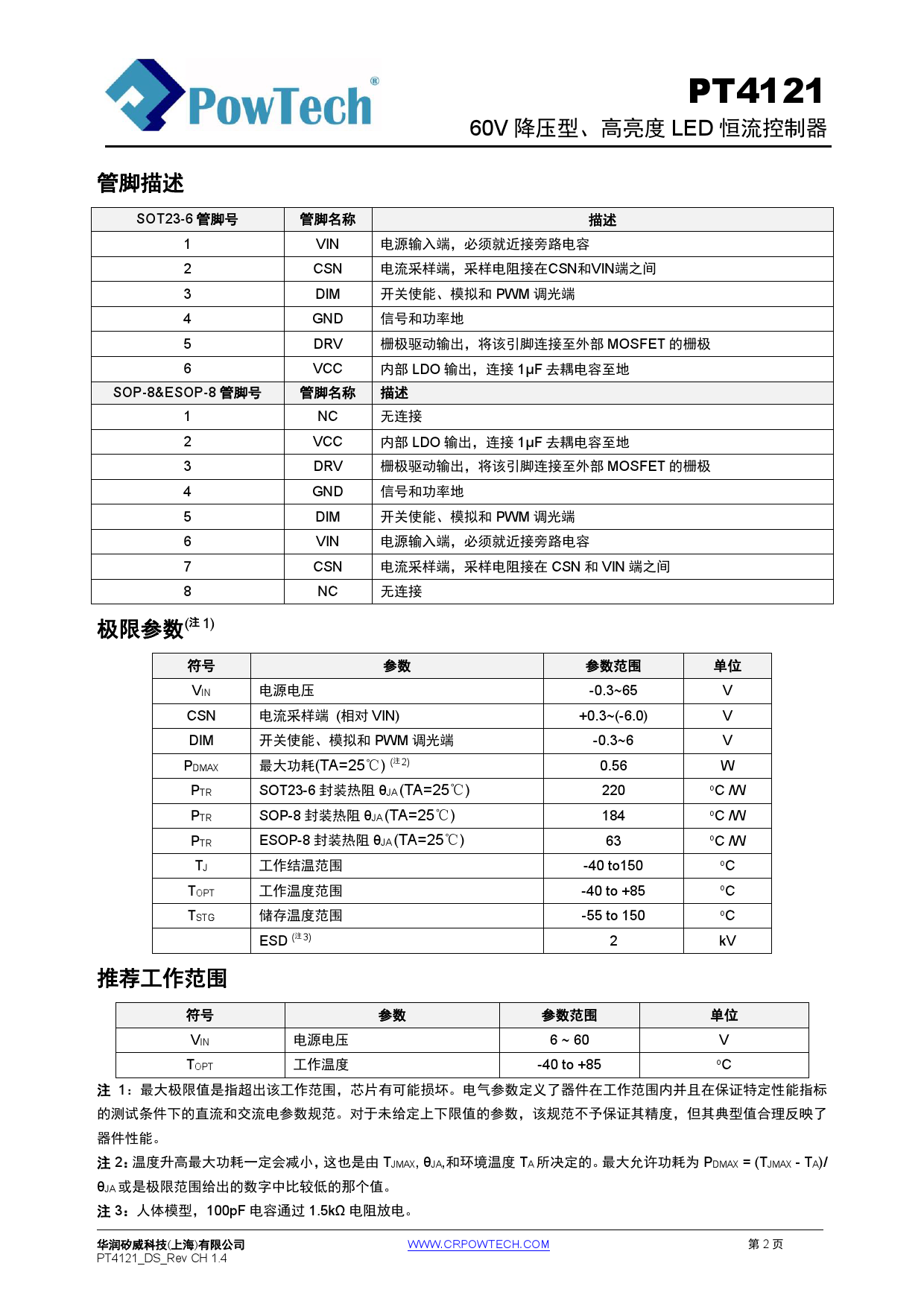 PT4121E23F_（PowTech(华润矽威)）PT4121E23F中文资料_价格_PDF手册-立创电子商城