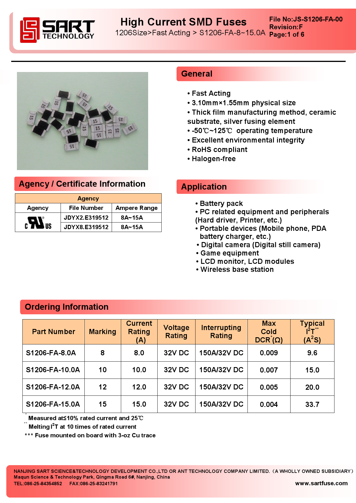 S1206-FA-8.0A_（SART(萨特)）S1206-FA-8.0A中文资料_价格_PDF手册-立创电子商城