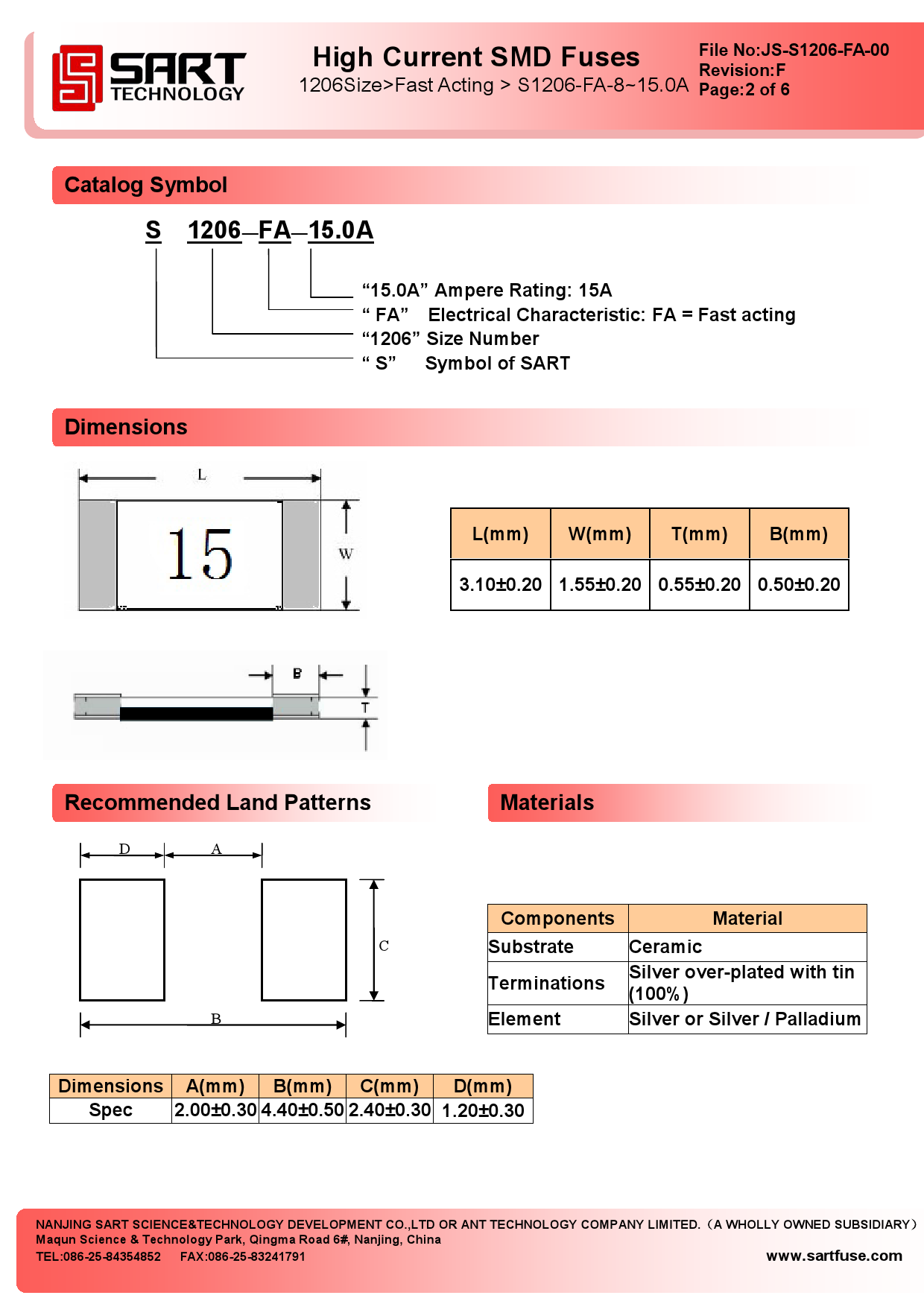 S1206-FA-8.0A_（SART(萨特)）S1206-FA-8.0A中文资料_价格_PDF手册-立创电子商城