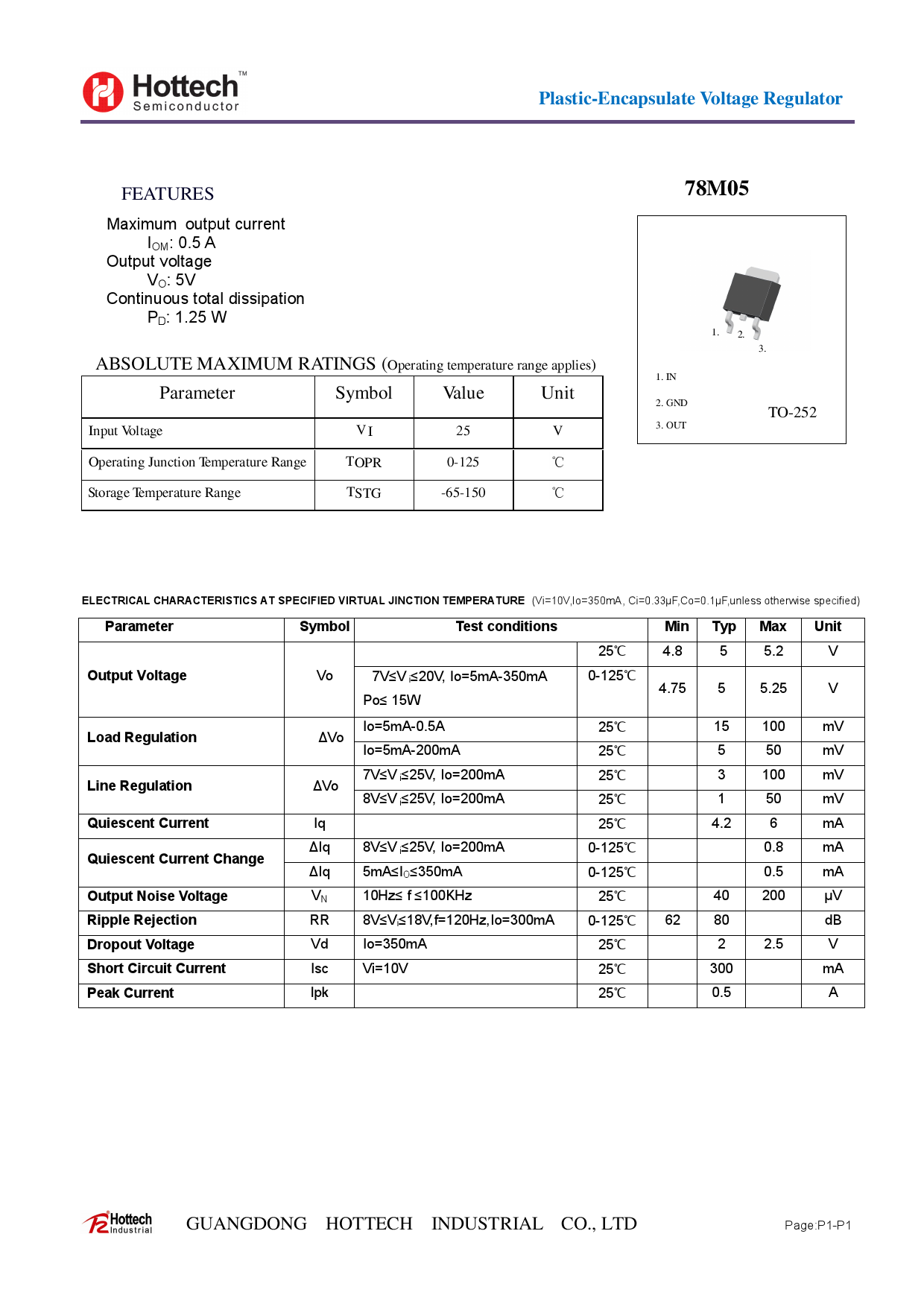 78M05_（Hottech(合科泰)）78M05中文资料_价格_PDF手册-立创电子商城