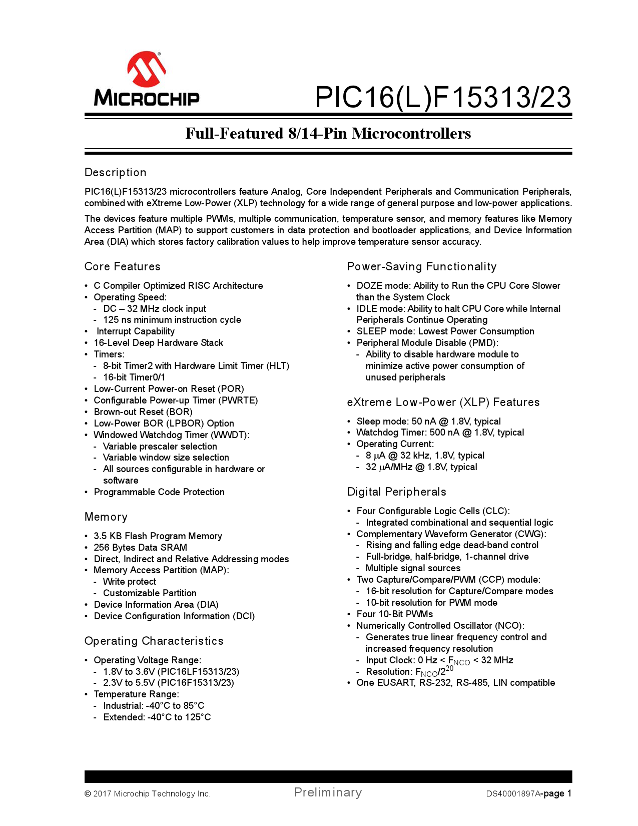PIC16F15313-I/SN_（MICROCHIP(美国微芯)）PIC16F15313-I/SN中文资料_价格_PDF手册-立创电子商城