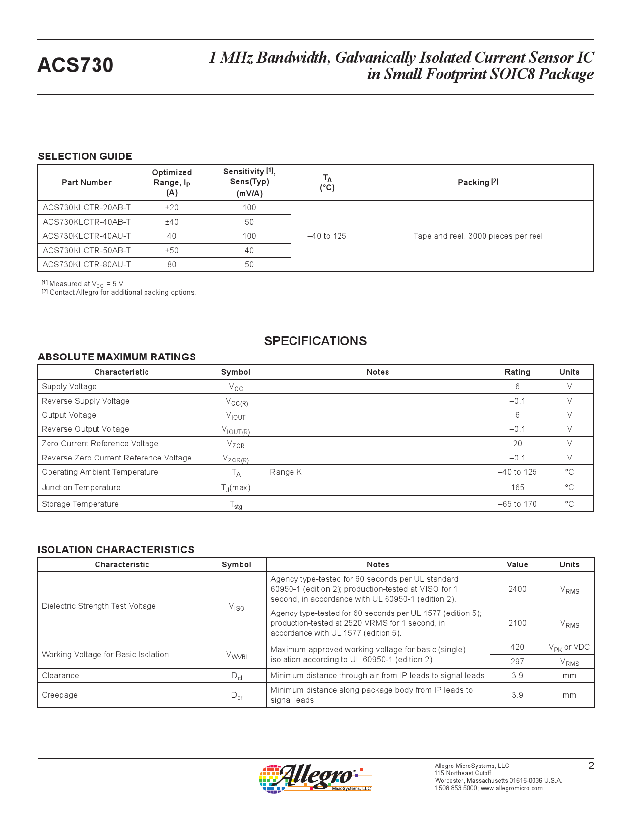 ACS730KLCTR-50AB-T_（ALLEGRO(美国埃戈罗)）ACS730KLCTR-50AB-T中文资料_价格_PDF手册-立创电子商城