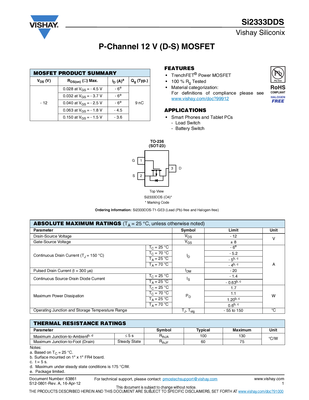 SI2333DDS-T1-GE3_（VISHAY(威世)）SI2333DDS-T1-GE3中文资料_价格_PDF手册-立创电子商城