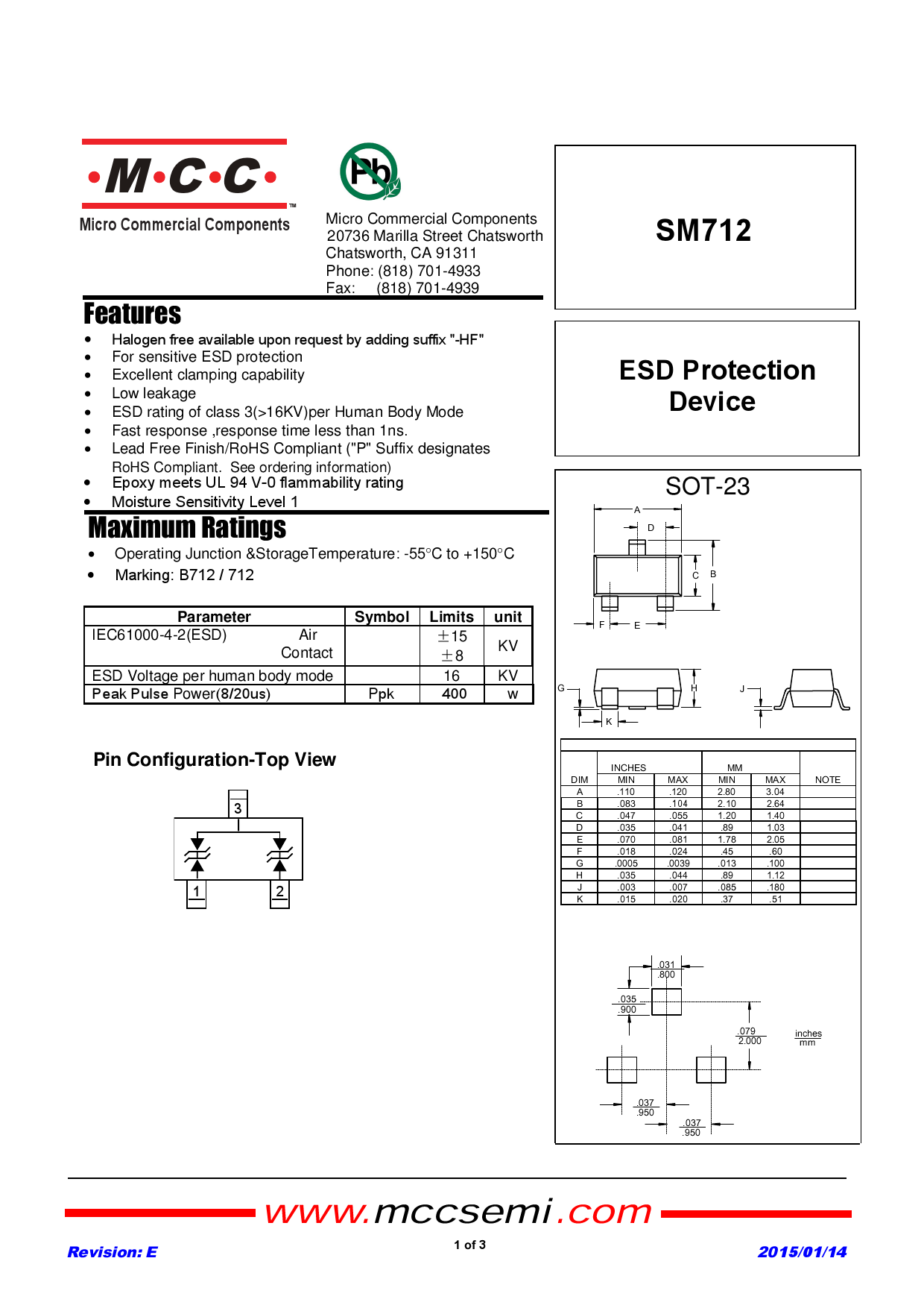 SM712-TP_（MCC(美微科)）SM712-TP中文资料_价格_PDF手册-立创电子商城