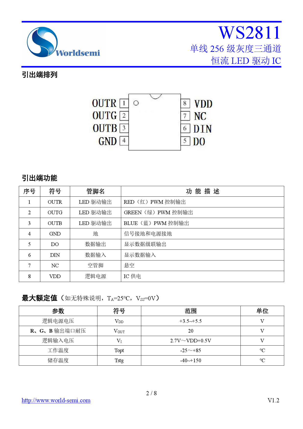 WS2811_（worldsemi）WS2811中文资料_价格_PDF手册-立创电子商城