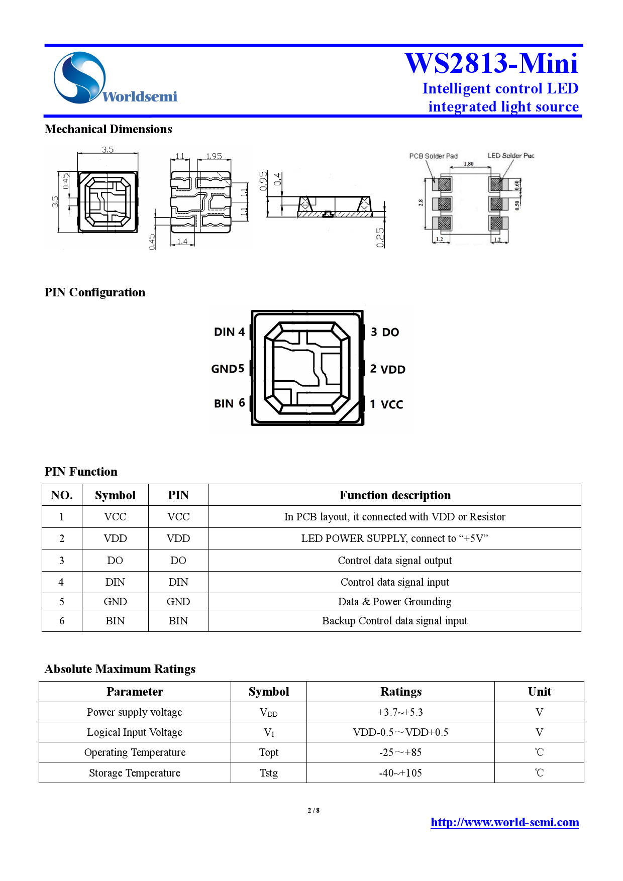 WS2813-Mini_（worldsemi）WS2813-Mini中文资料_价格_PDF手册-立创电子商城